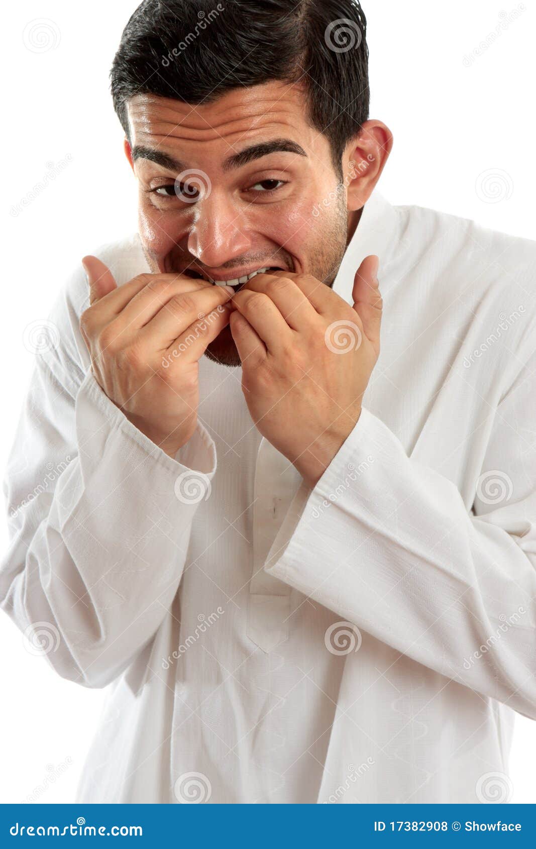 Man Biting Fingernails Anxiety Stress Or Terrified Stock Photography ...