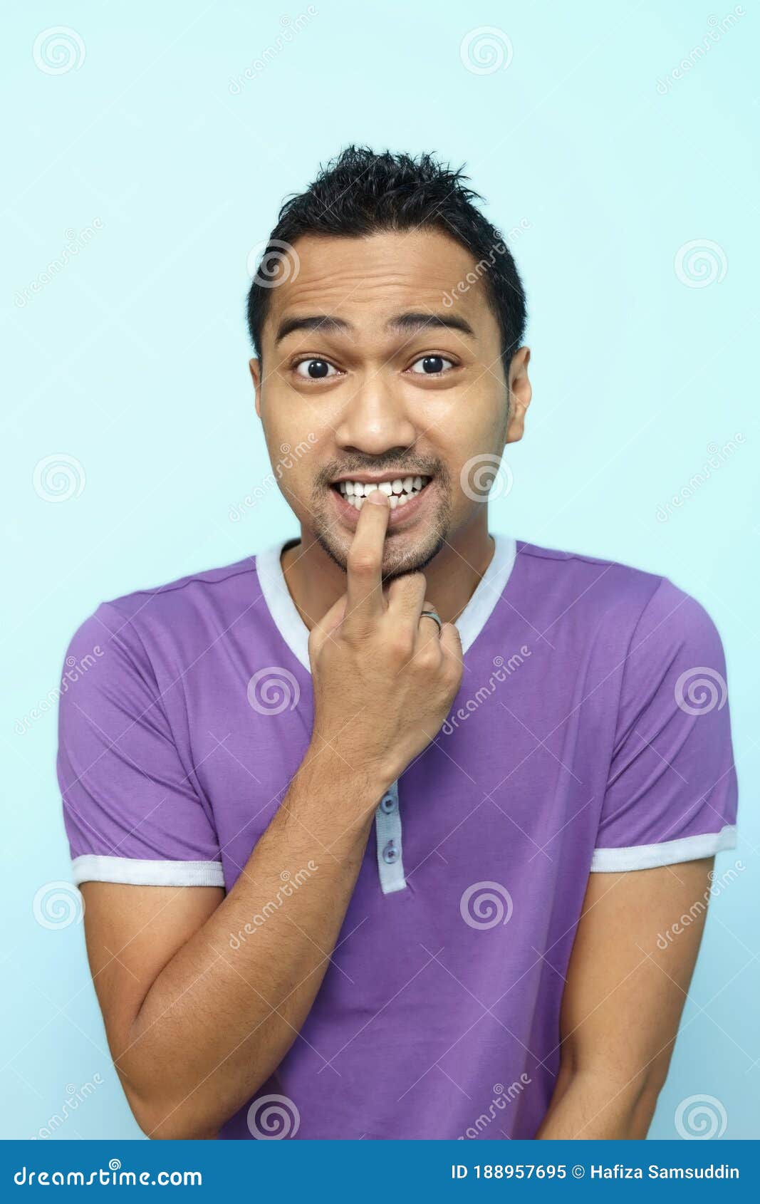 Man Biting His Finger. Conceptual Image Stock Image - Image of finger ...