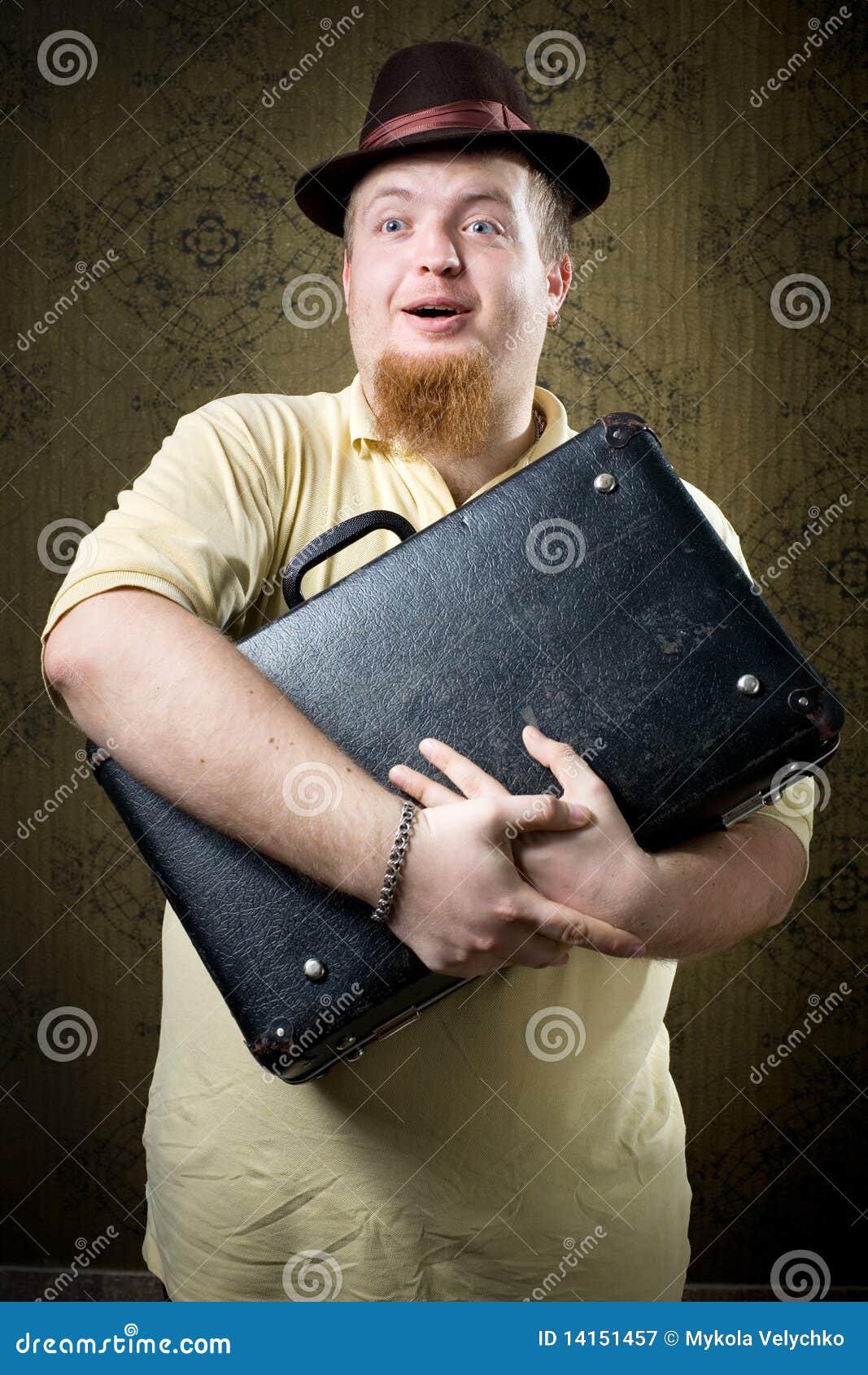 Man with black case stock image. Image of astonishment - 14151457