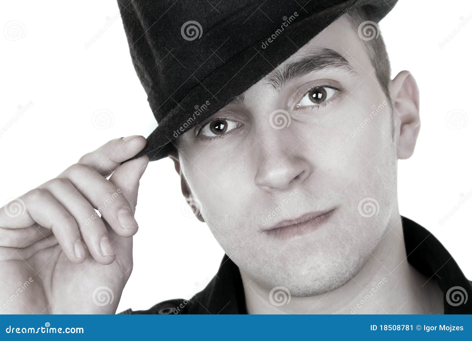 Man with black hat stock image. Image of closeup, masculine - 18508781