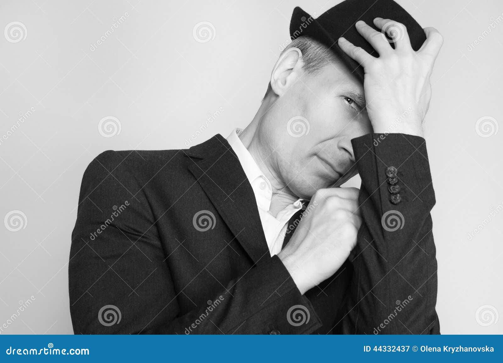 Man in black hat stock image. Image of confidence, retro - 44332437