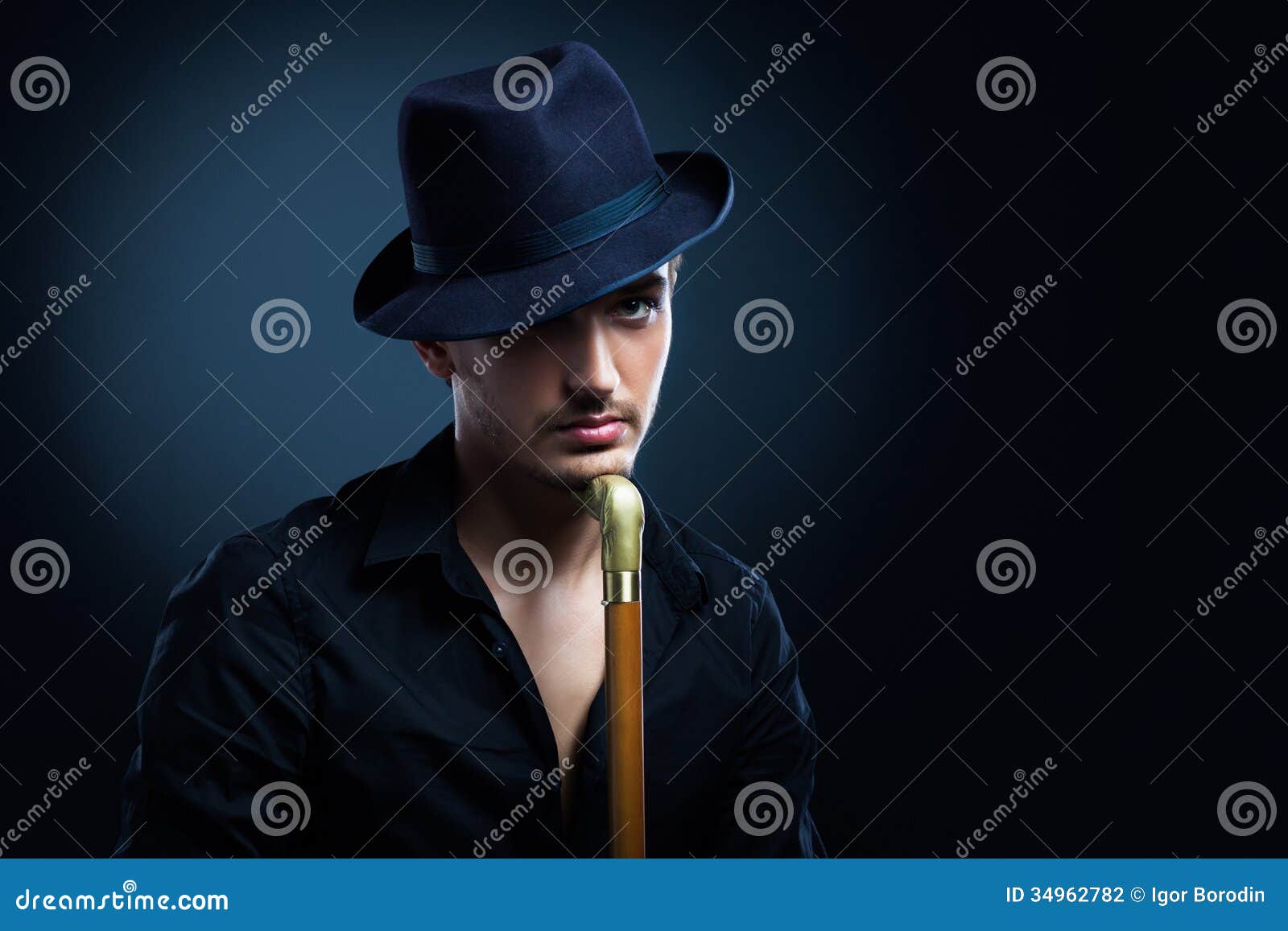 Man in a black hat stock photo. Image of model, male - 34962782