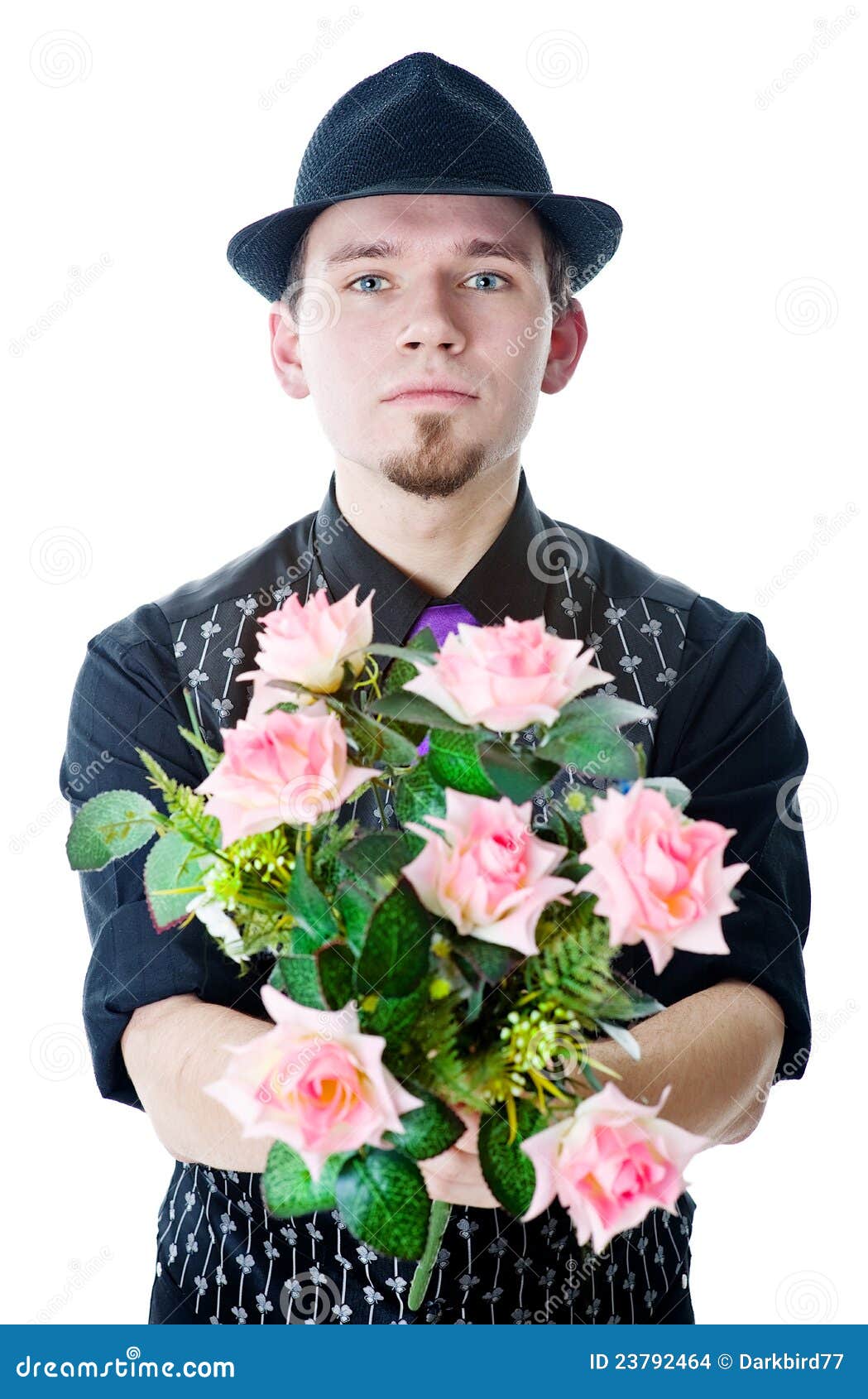 Man in Black Hat with Flowers Stock Photo - Image of beautiful ...