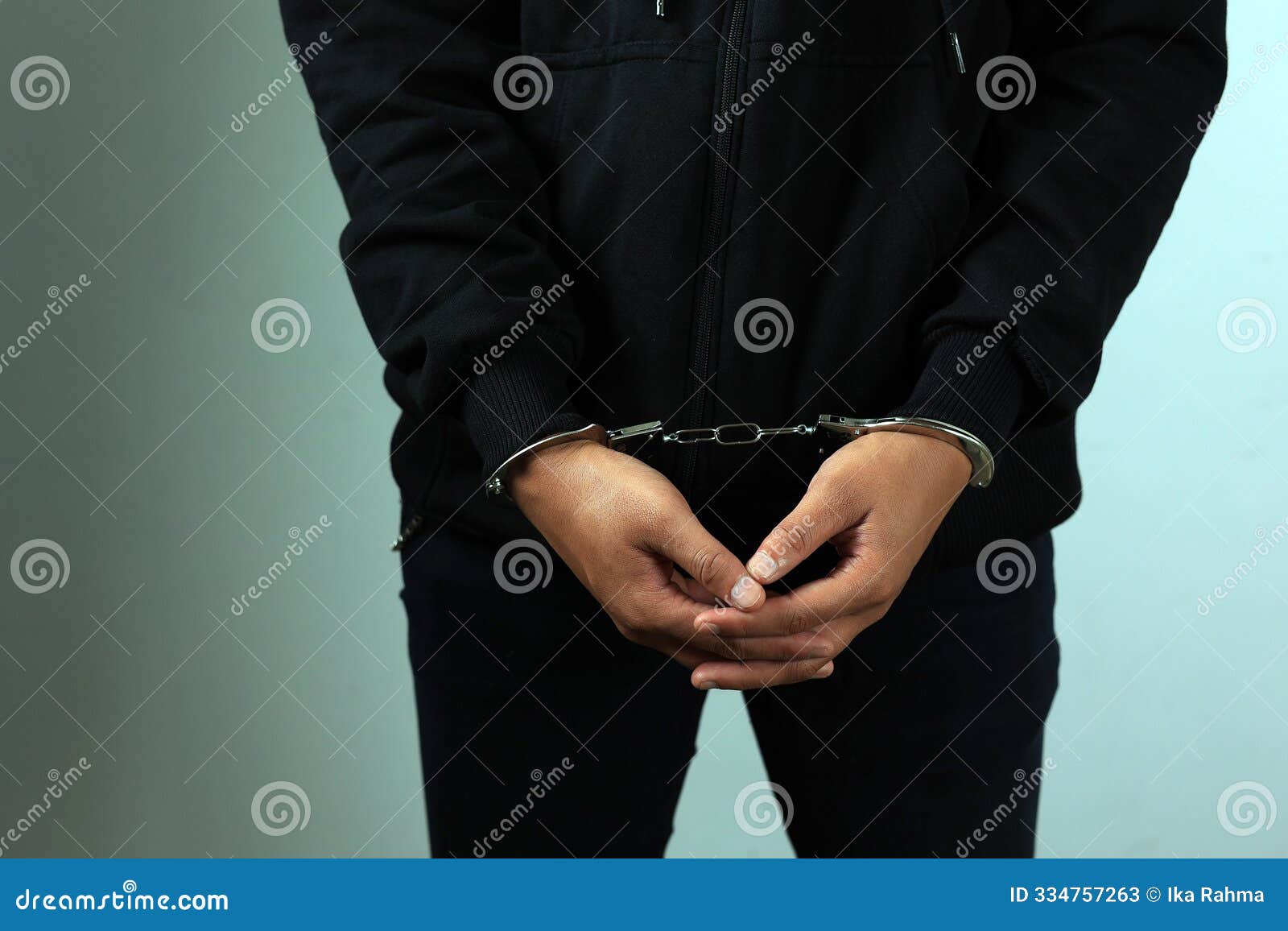 Man with Black Jacket in Handcuffs Stock Image - Image of convict ...