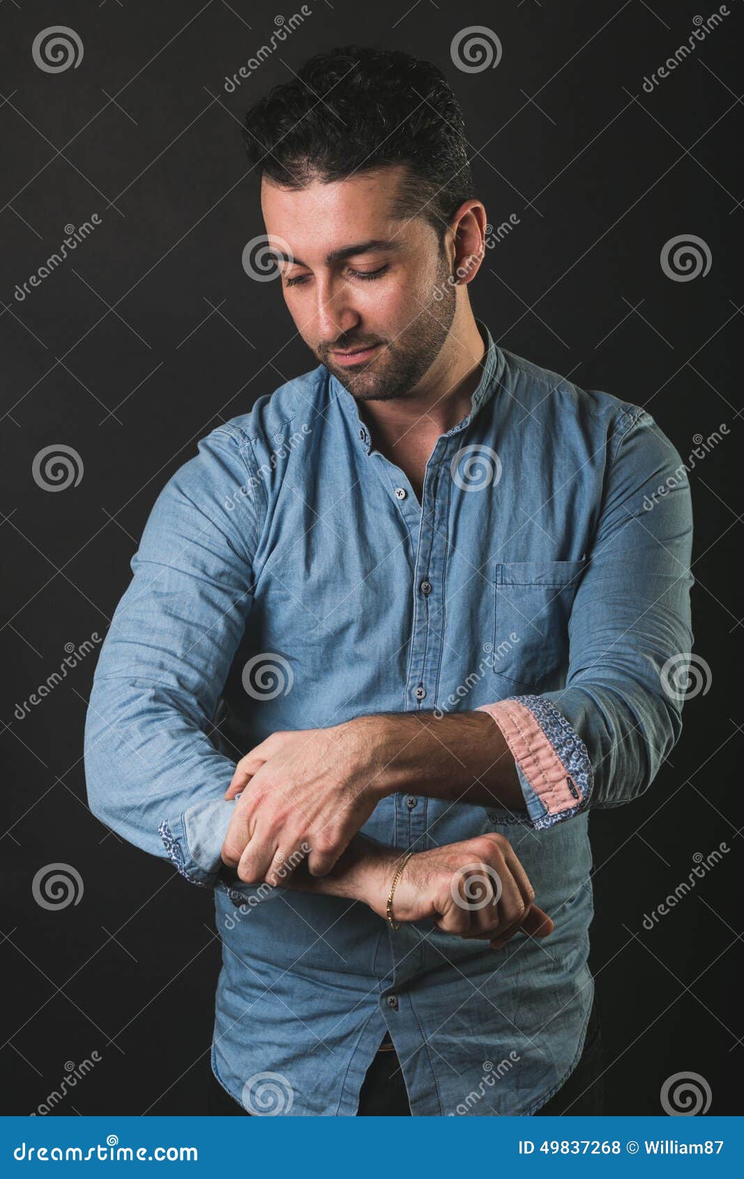 Man on Black Plain Background Stock Photo - Image of facial, isolated ...