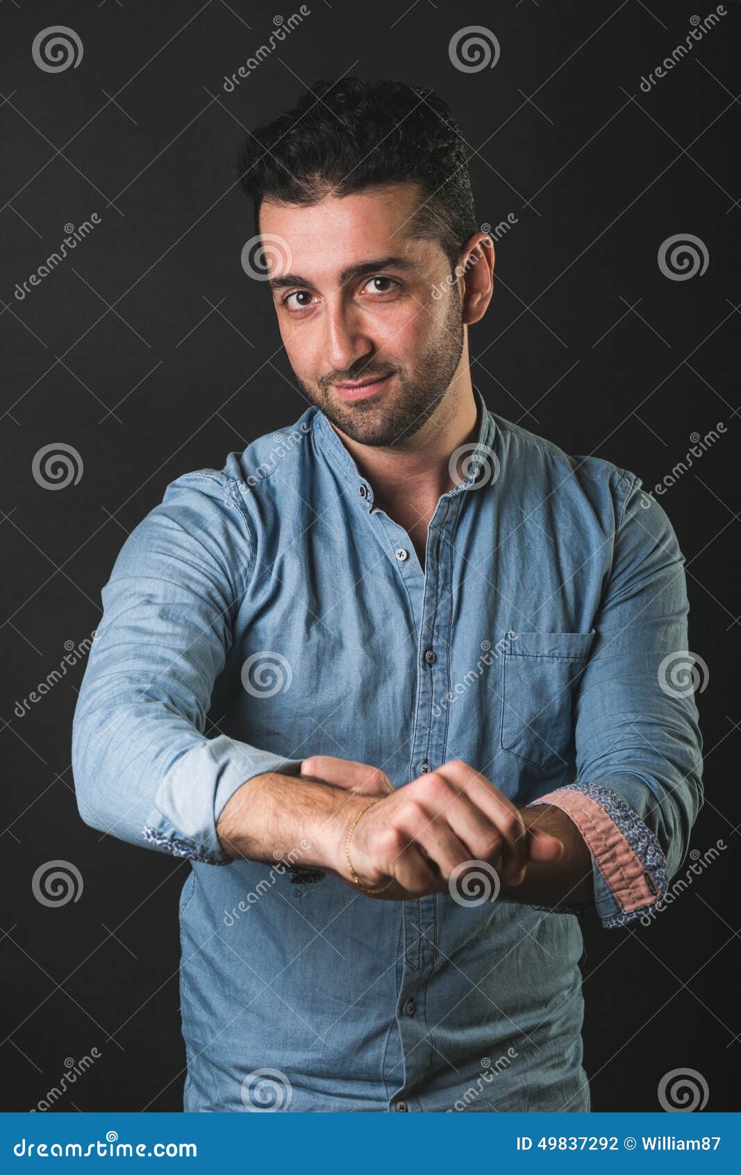 Man on Black Plain Background Stock Photo - Image of pensive, elegant ...