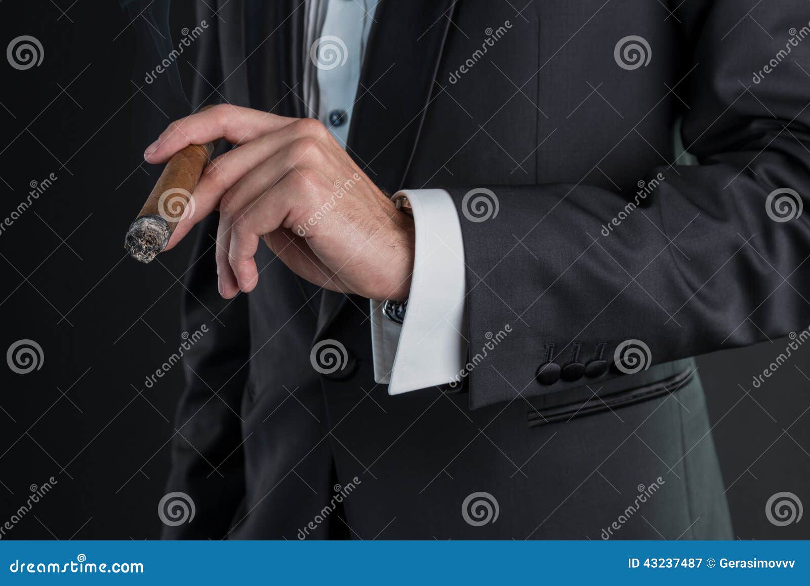 Man in a Black Suit with a Cigar Stock Image - Image of cigars, gaze ...
