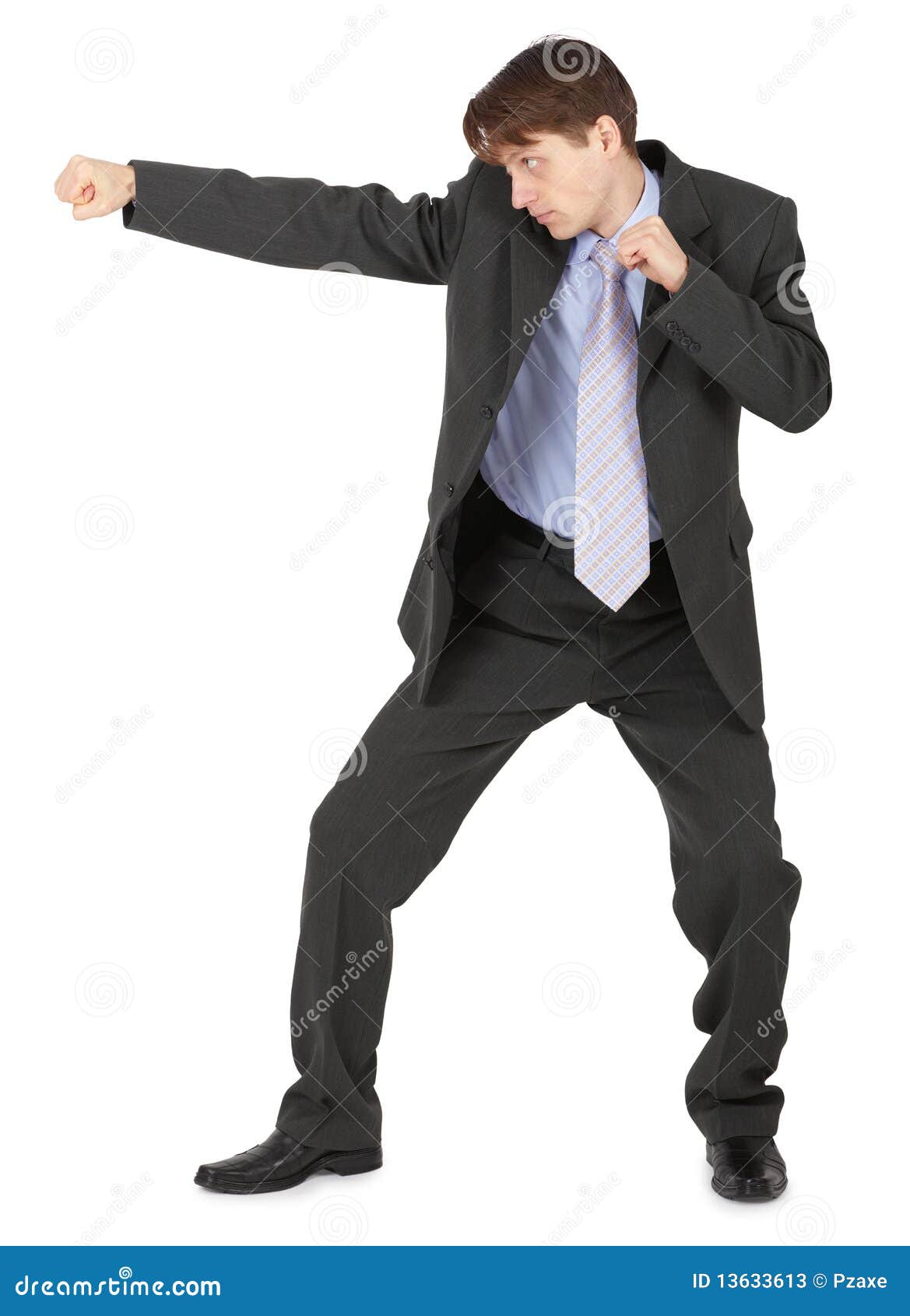 Man in Black Suit, Punching Stock Image - Image of blow, pose: 13633613