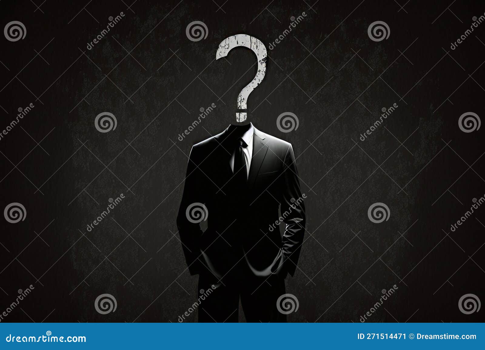 A Man in a Black Suit with a Question Mark instead of a Head ...