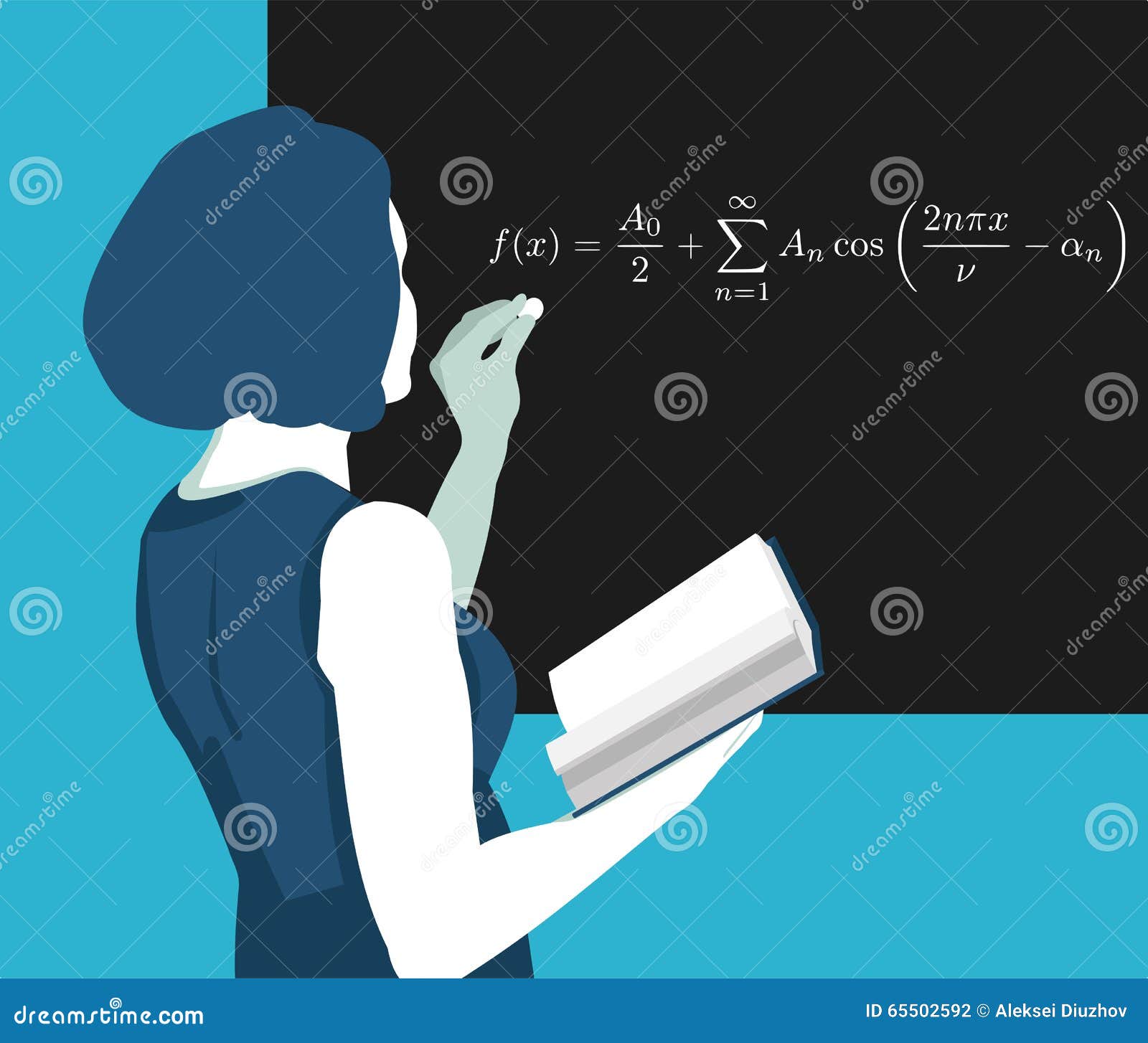 Man at the Blackboard Writing Formulas Stock Illustration ...