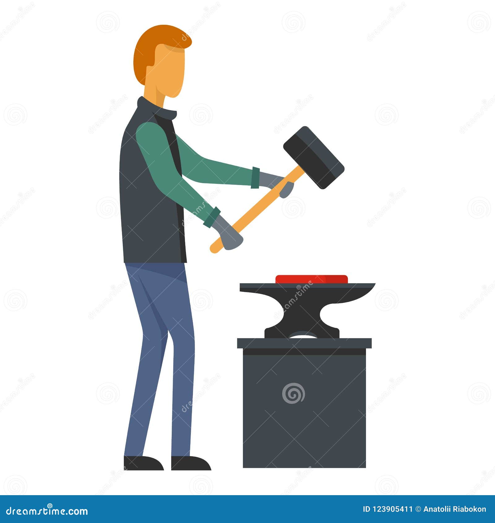 Man Blacksmith Icon, Flat Style Stock Illustration - Illustration of ...