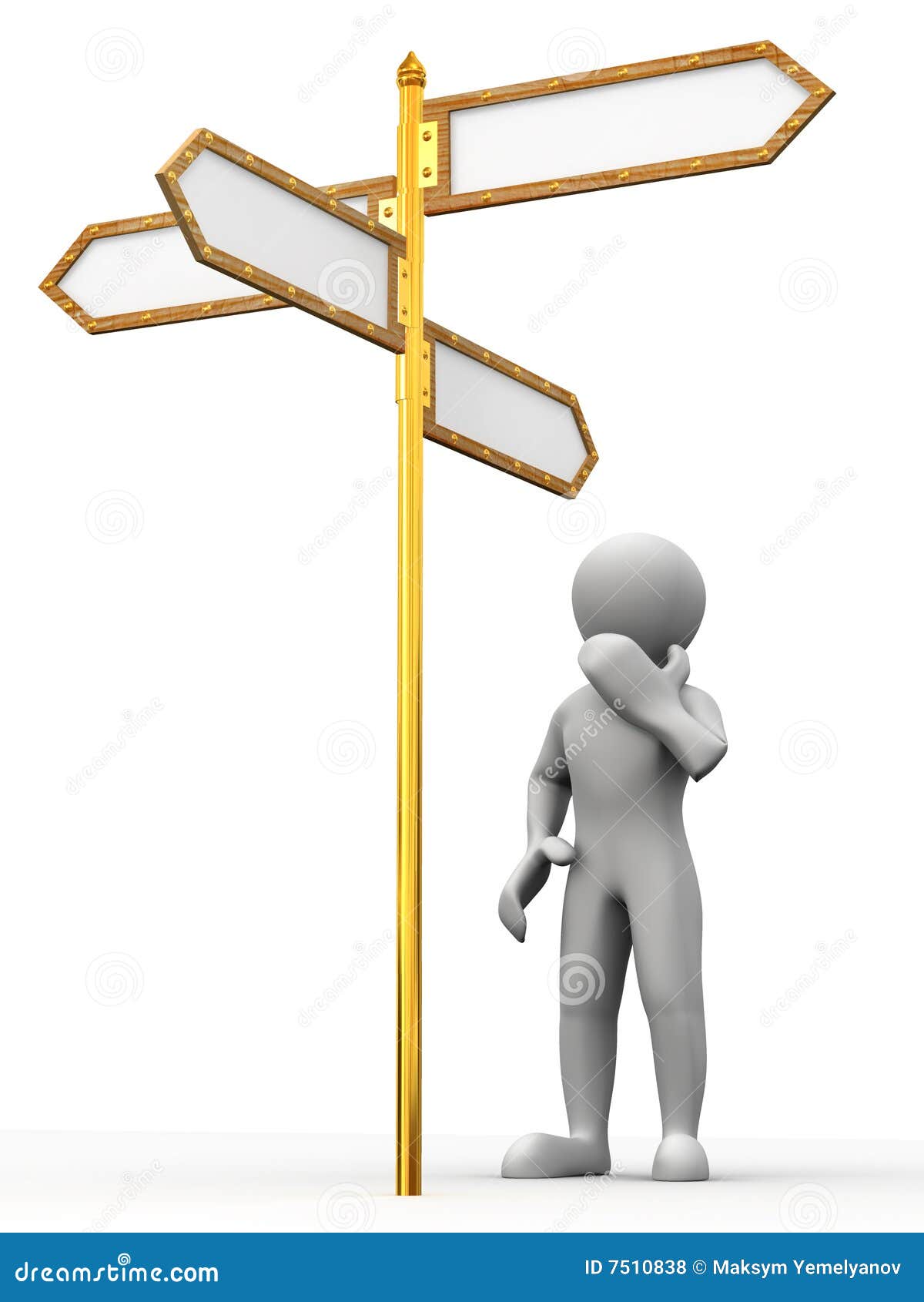 Man and Blank Arrows Directions Stock Illustration - Illustration of ...