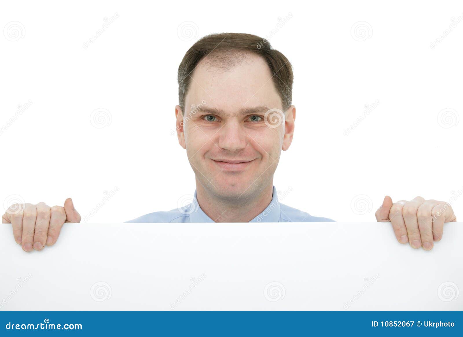 Man with blank banner stock image. Image of billboard - 10852067