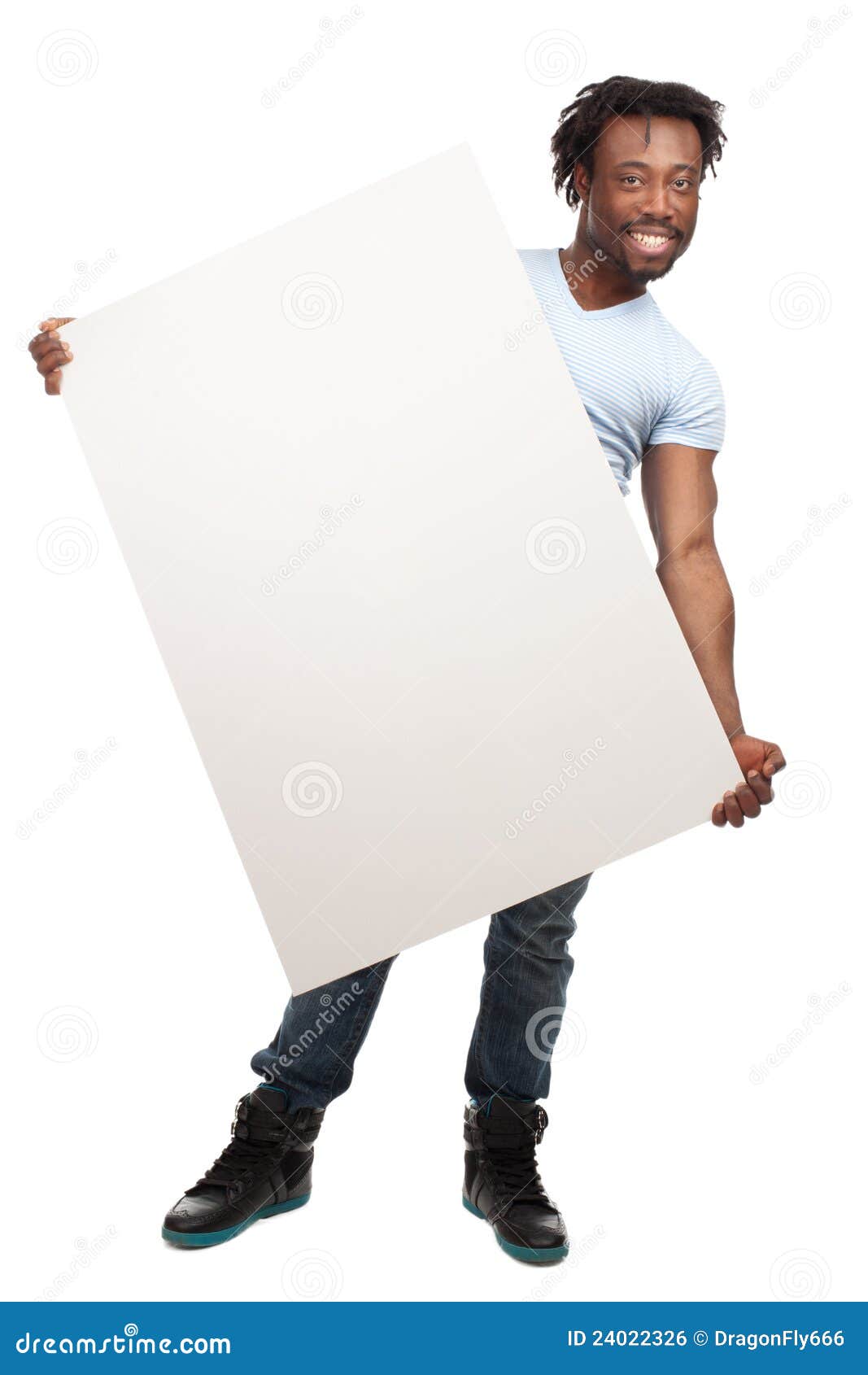 Man with blank billboard stock photo. Image of black - 24022326