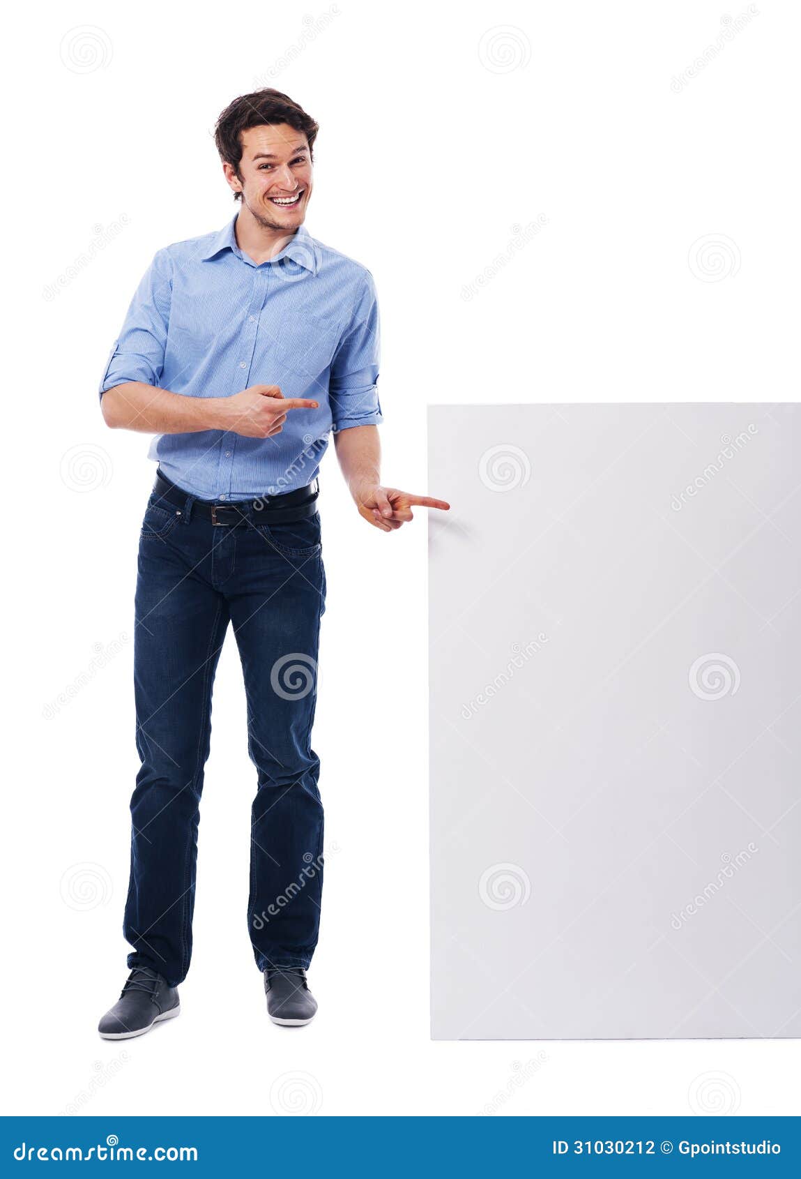 Man with blank board stock photo. Image of commercial - 31030212