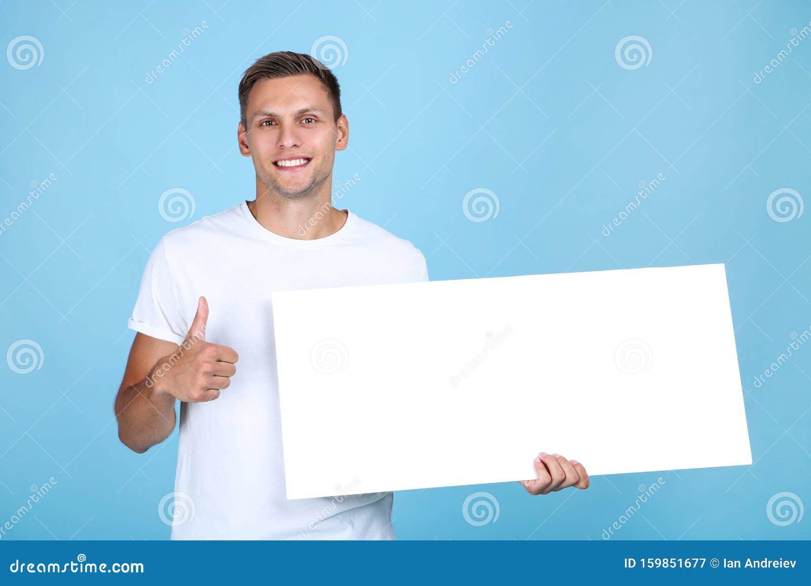 Man with blank board stock image. Image of blank, attractive - 159851677