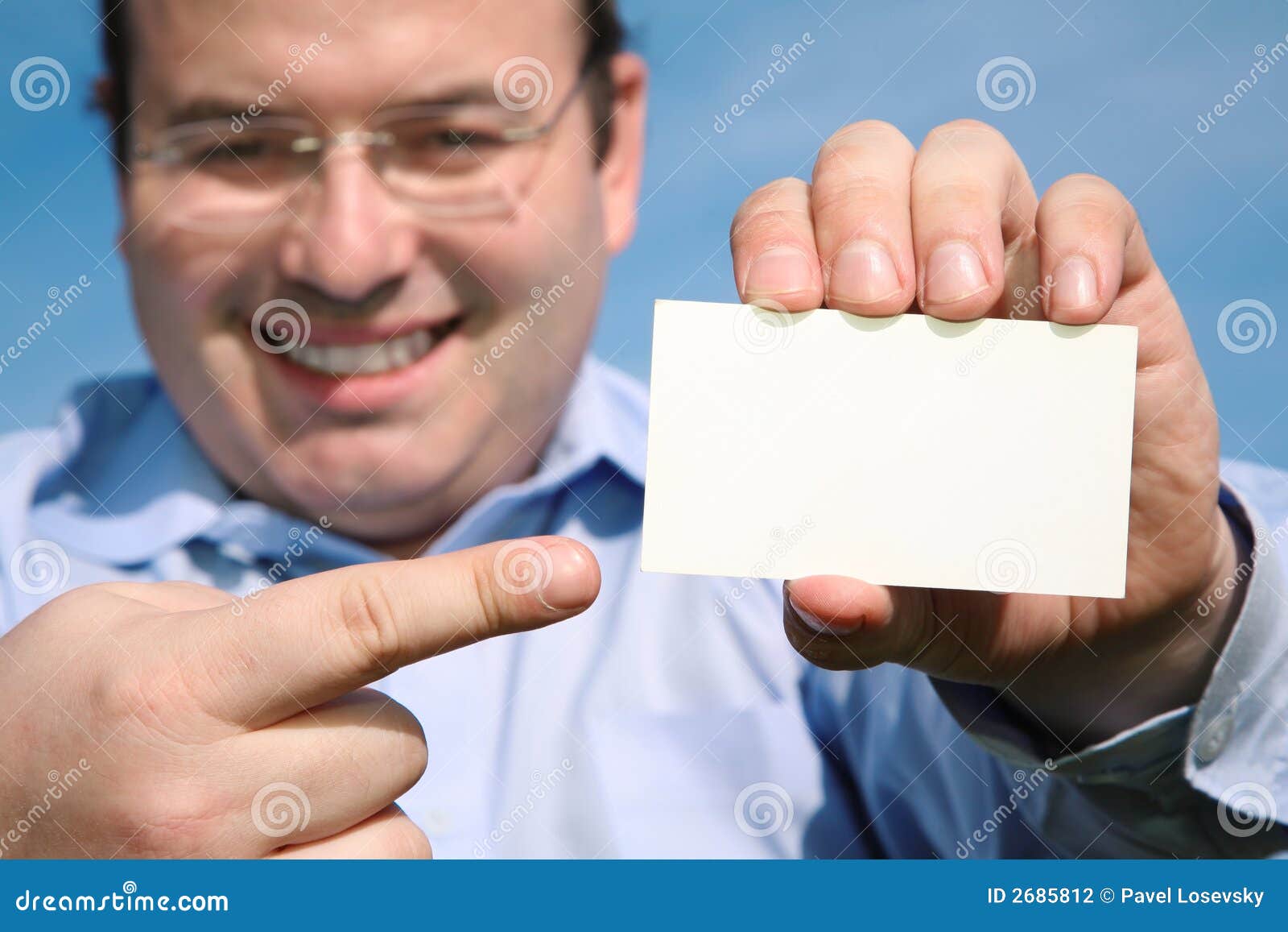 Man with blank card stock photo. Image of occupation, shirt - 2685812