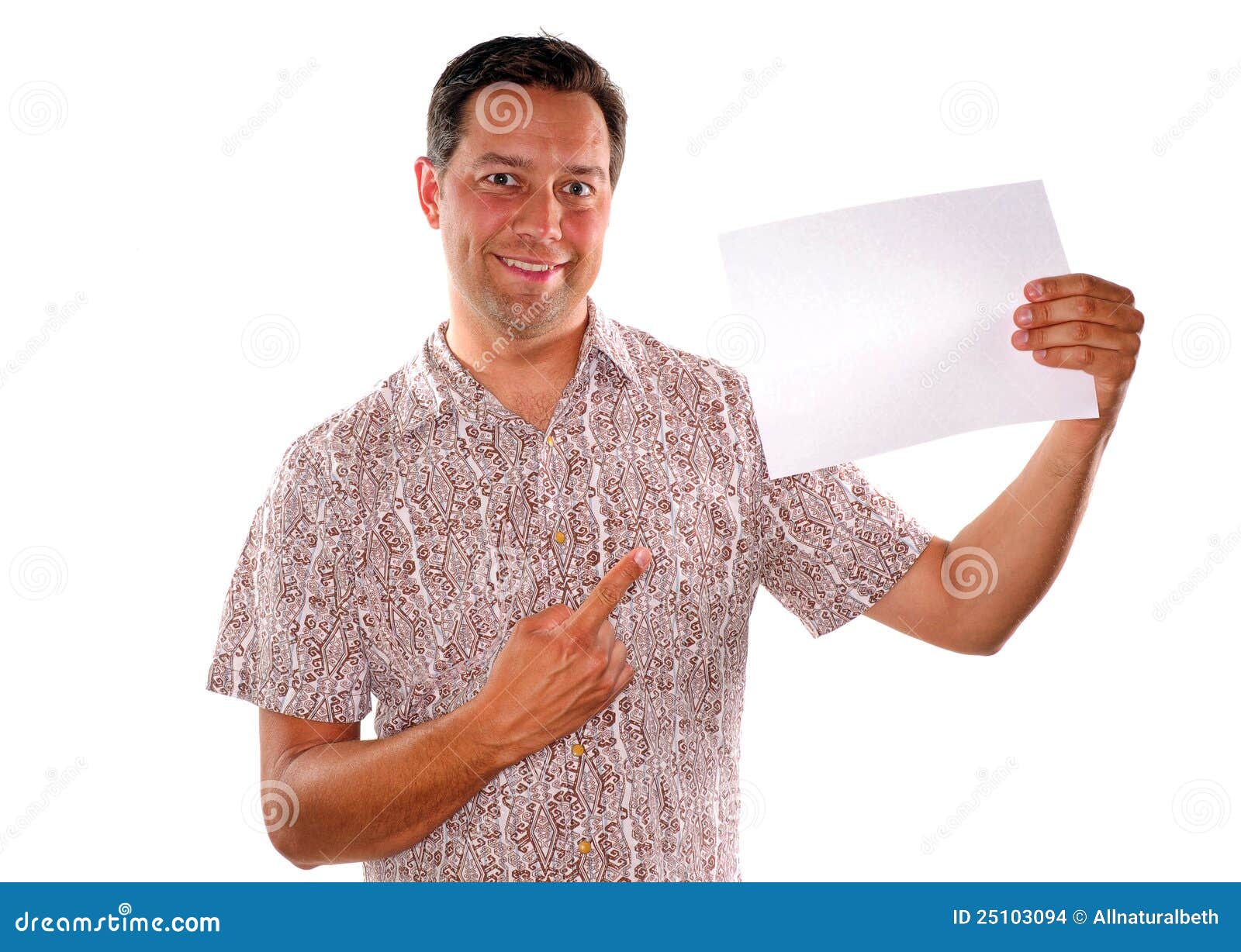Man and Blank Piece of Paper Stock Photo - Image of shirt, face: 25103094