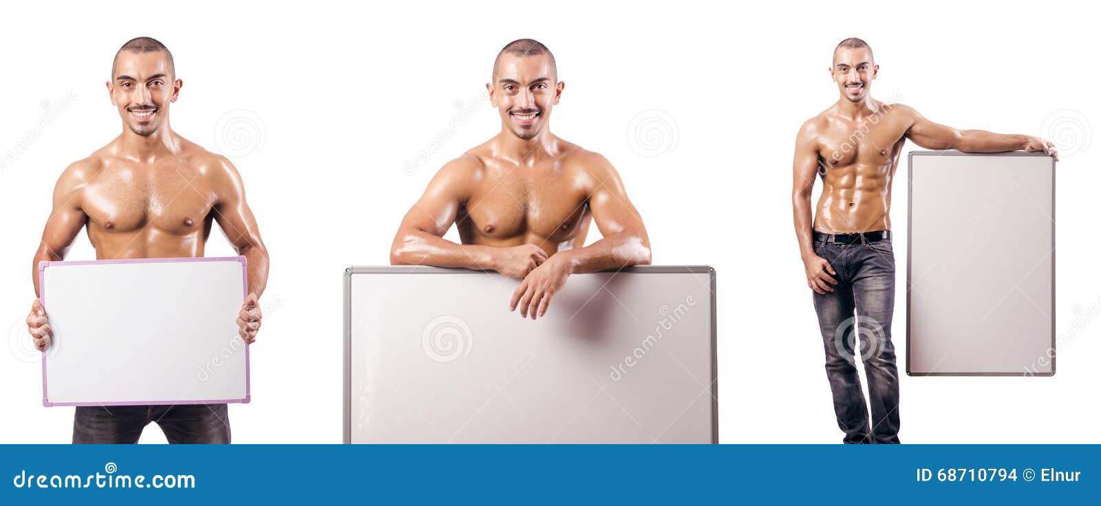 The Man with Blank Poster on White Stock Photo - Image of hands, health ...