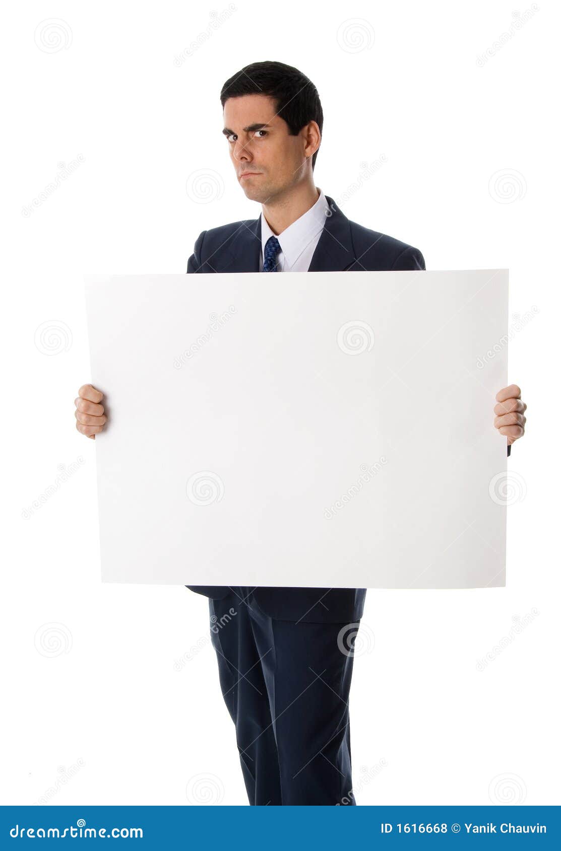Man with blank sign stock photo. Image of jacket, male - 1616668