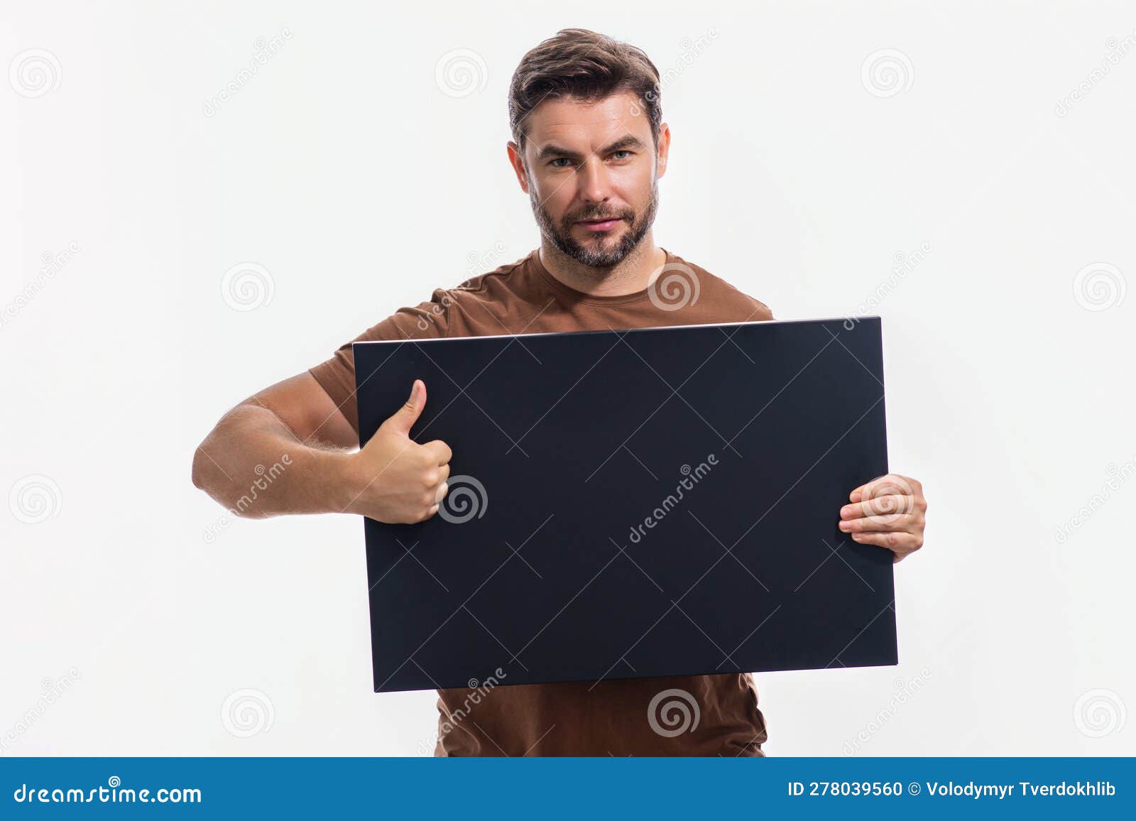 Man with Blank Sign Board for Advertising. Stock Photo - Image of ...