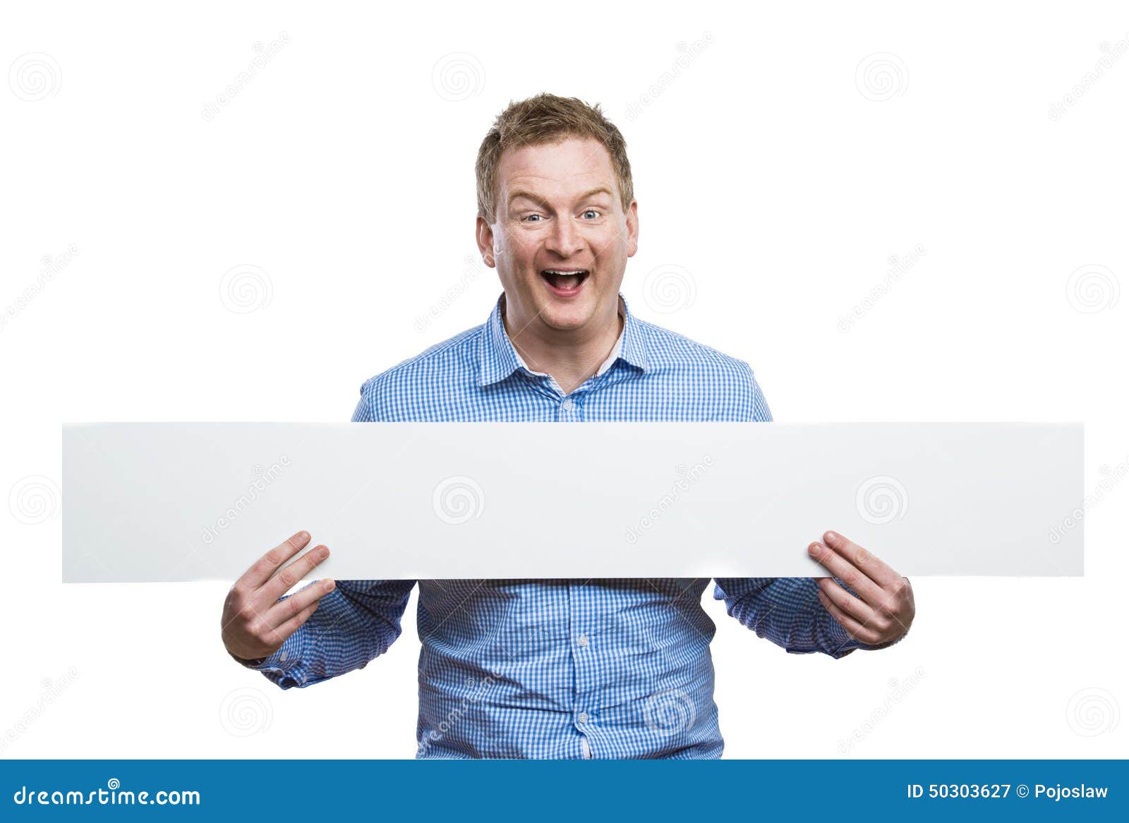 Man with blank sign board stock image. Image of hold - 50303627