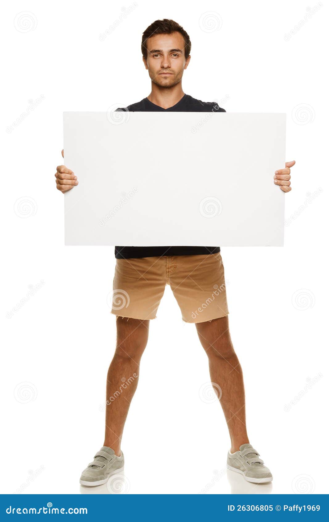 Man with blank whiteboard stock image. Image of copyspace - 26306805