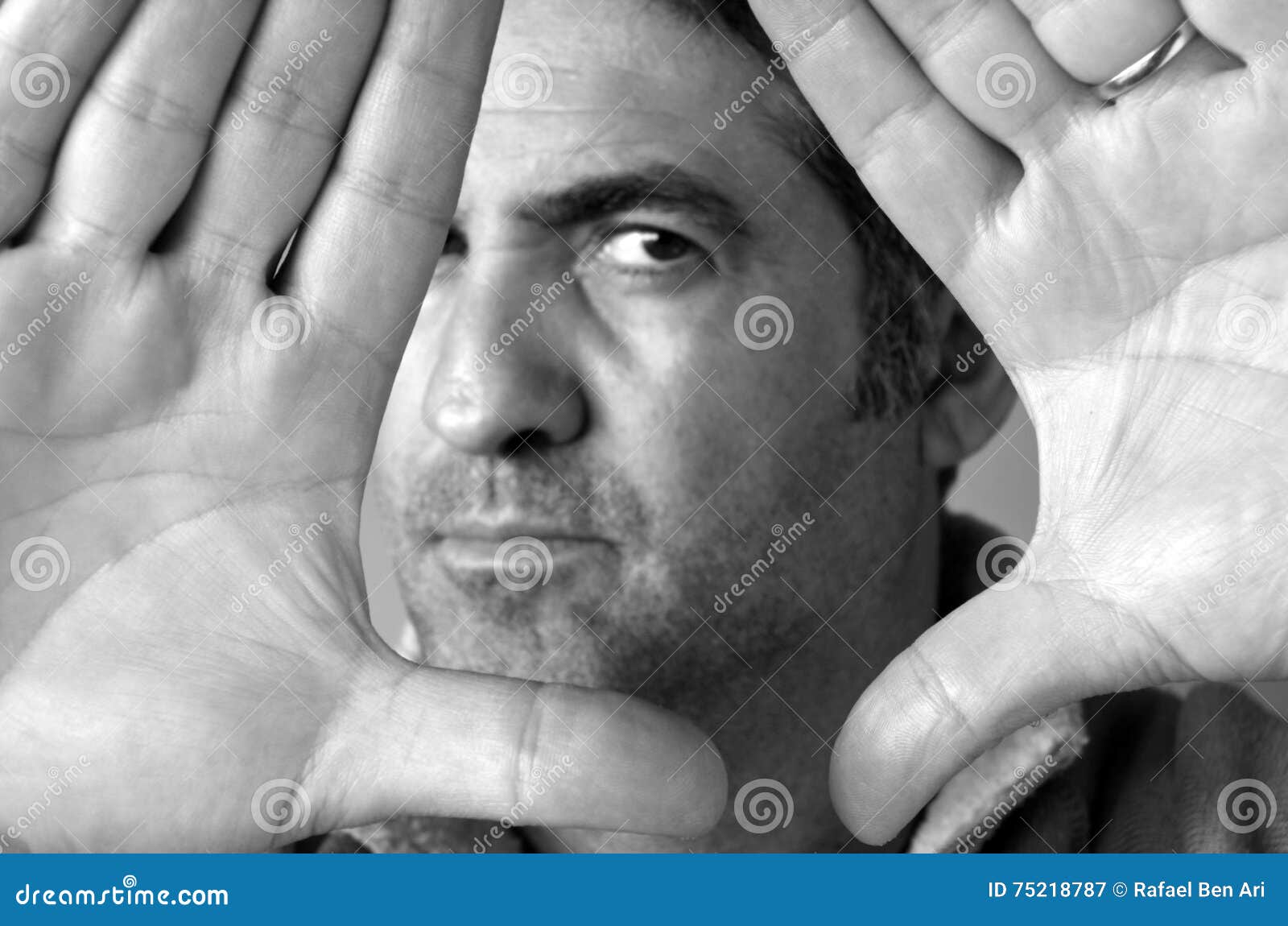 Man Blocks with His Hands His Face Stock Image - Image of emotion ...