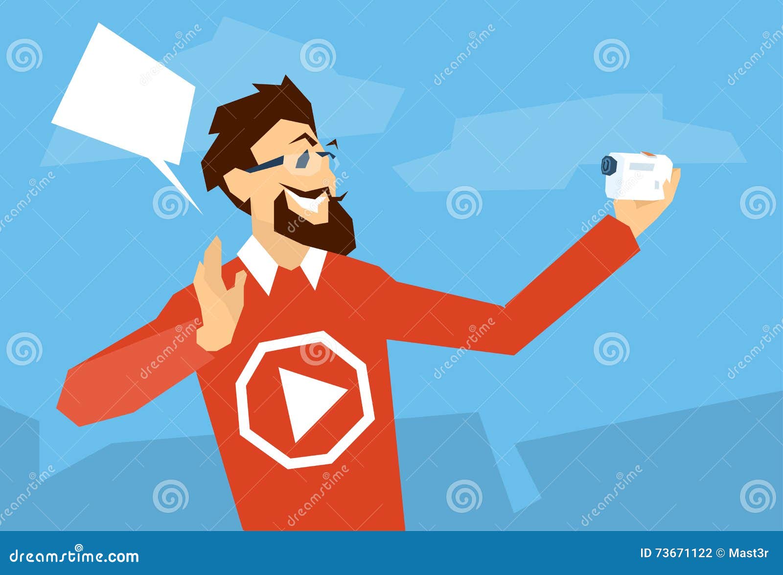 Man Blogger Hold Camera Video Blog Concept Stock Vector - Illustration ...