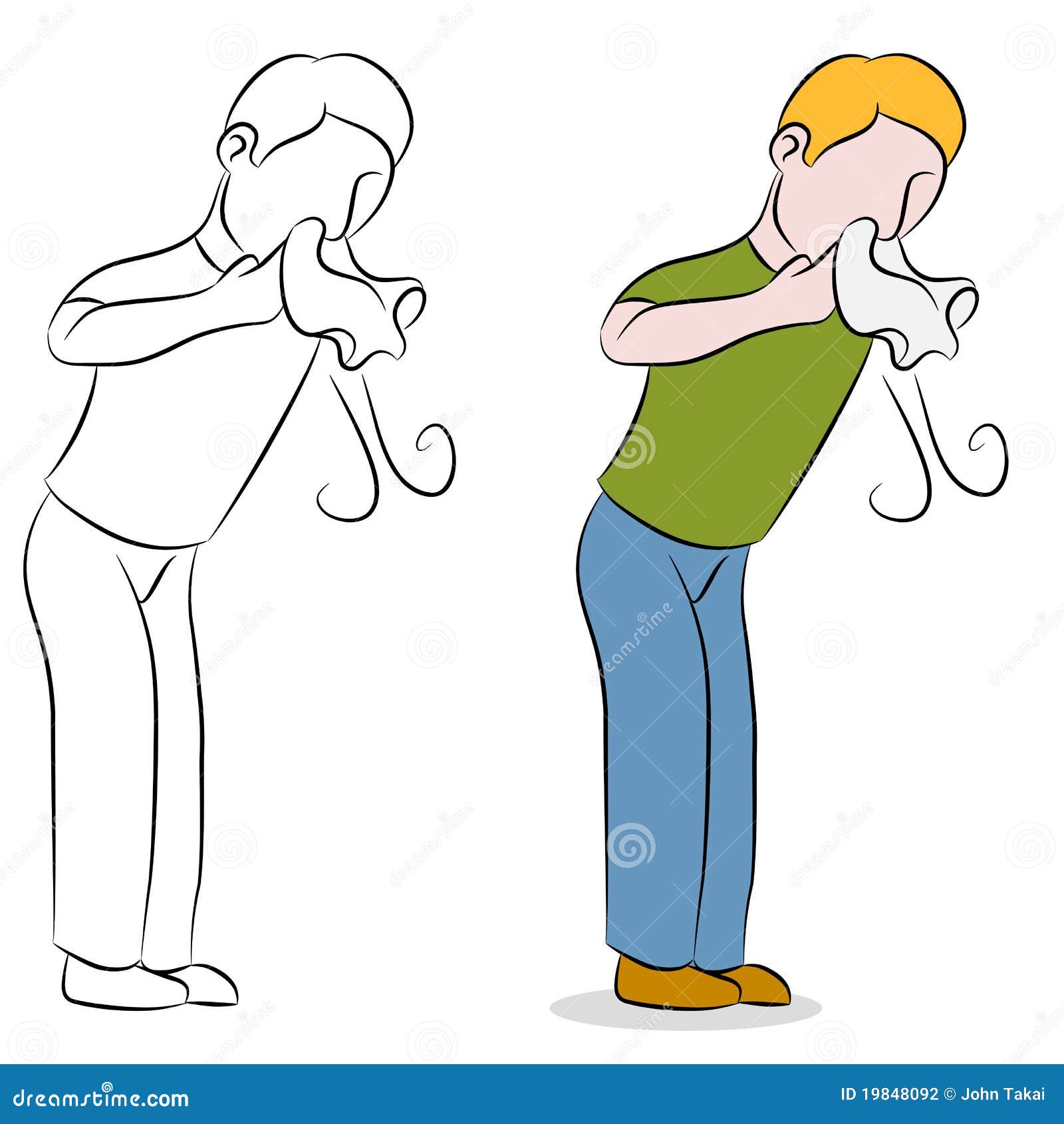 Man Blowing His Nose with a Tissue Stock Vector - Illustration of ...