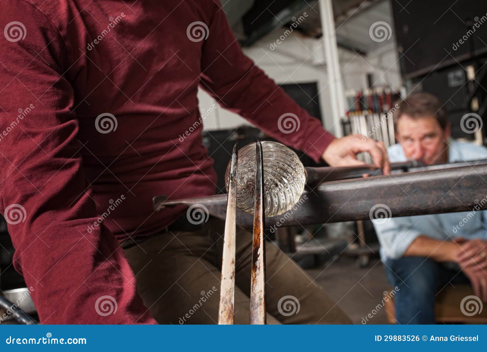 Men Creating Clear Glass Object Stock Photo - Image of interior ...