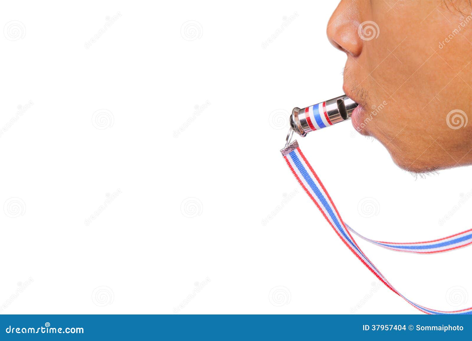 Man blowing whistle stock photo. Image of person, male - 37957404
