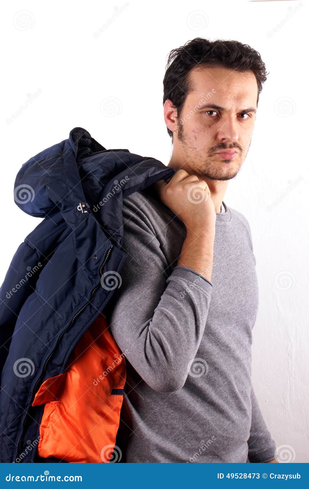 Man with blue jacket stock image. Image of handsome, adult - 49528473