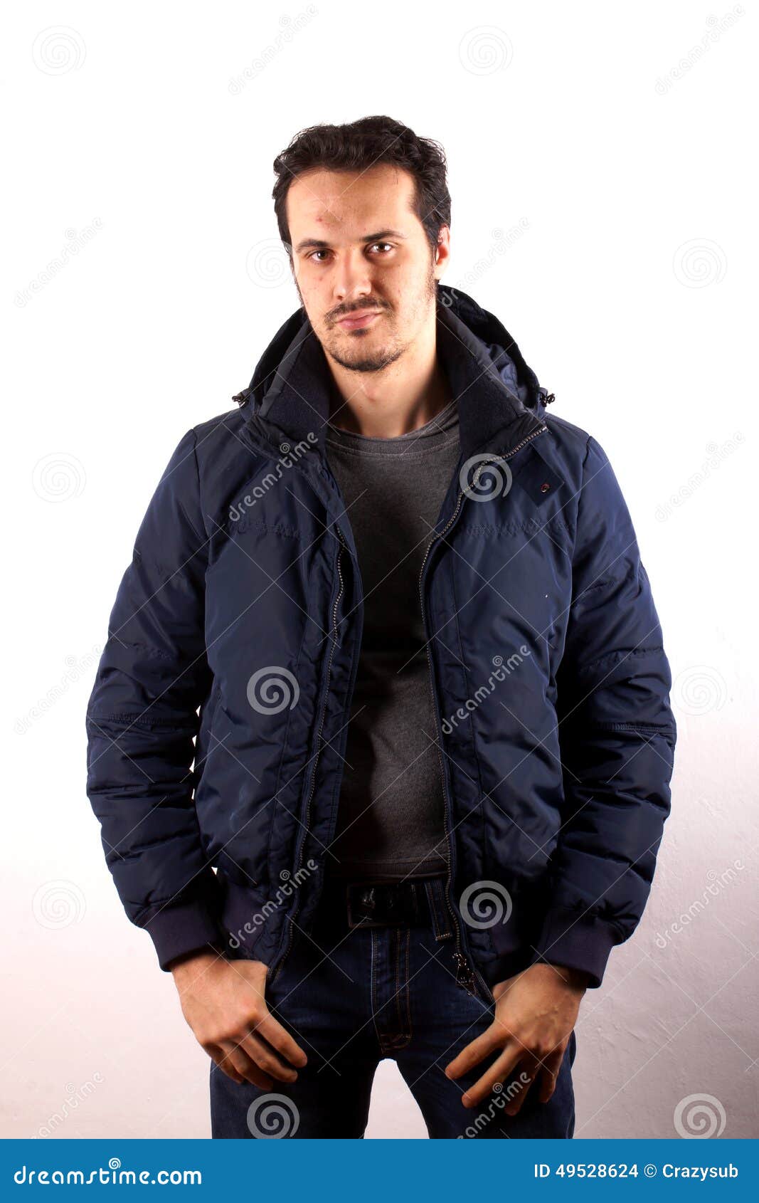 Man with blue jacket stock photo. Image of sweater, winter - 49528624