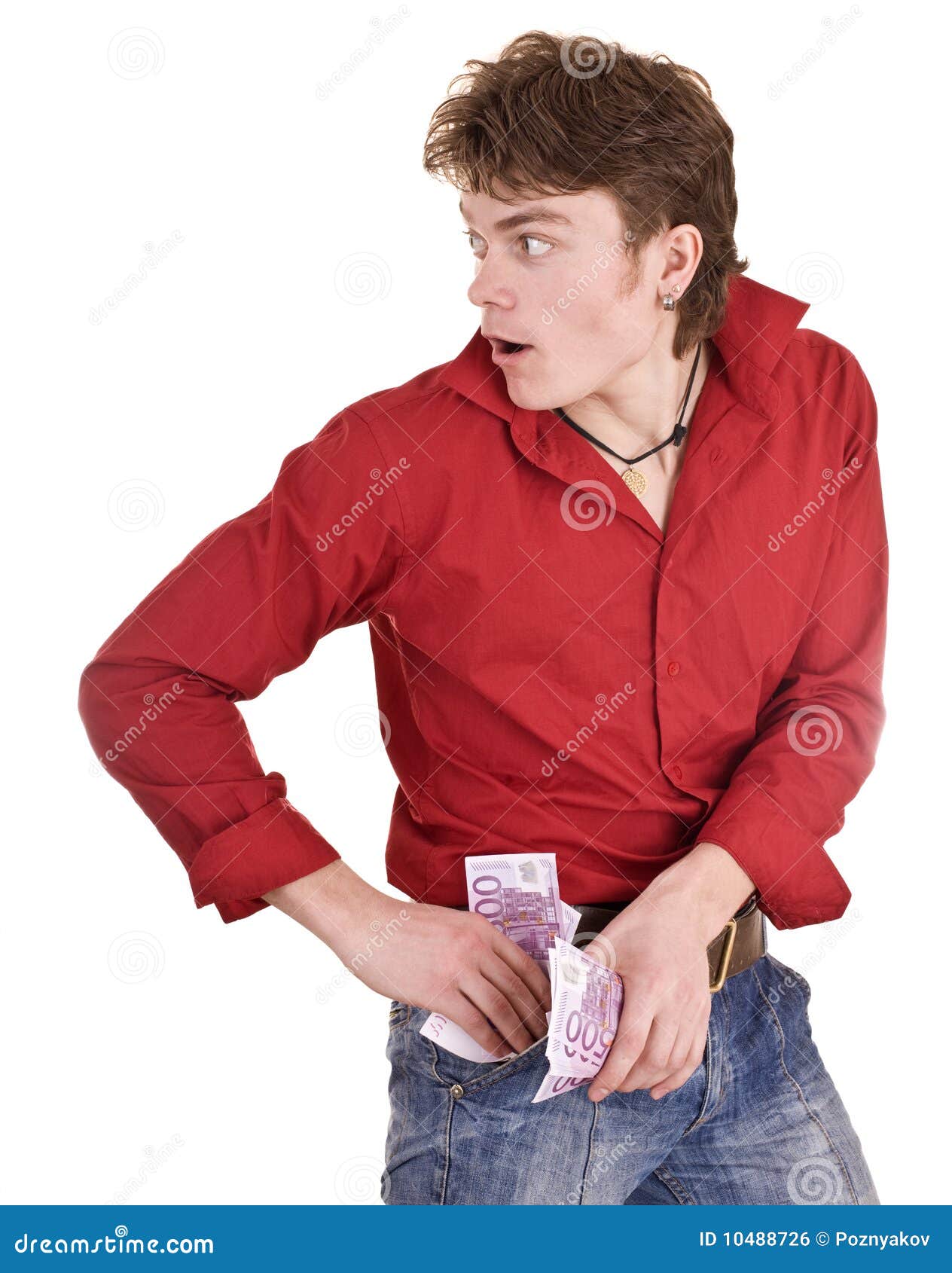 Man in Blue Jeans with Money. Stock Photo - Image of fashion, athlete ...