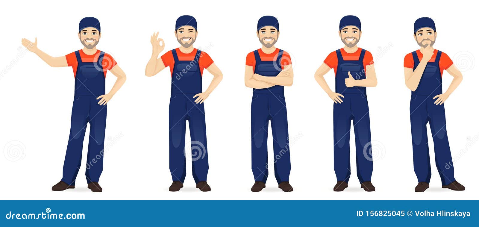 Man in overalls stock vector. Illustration of smile - 156825045 Man in overalls stock vector. Illustration of smile - 156825045