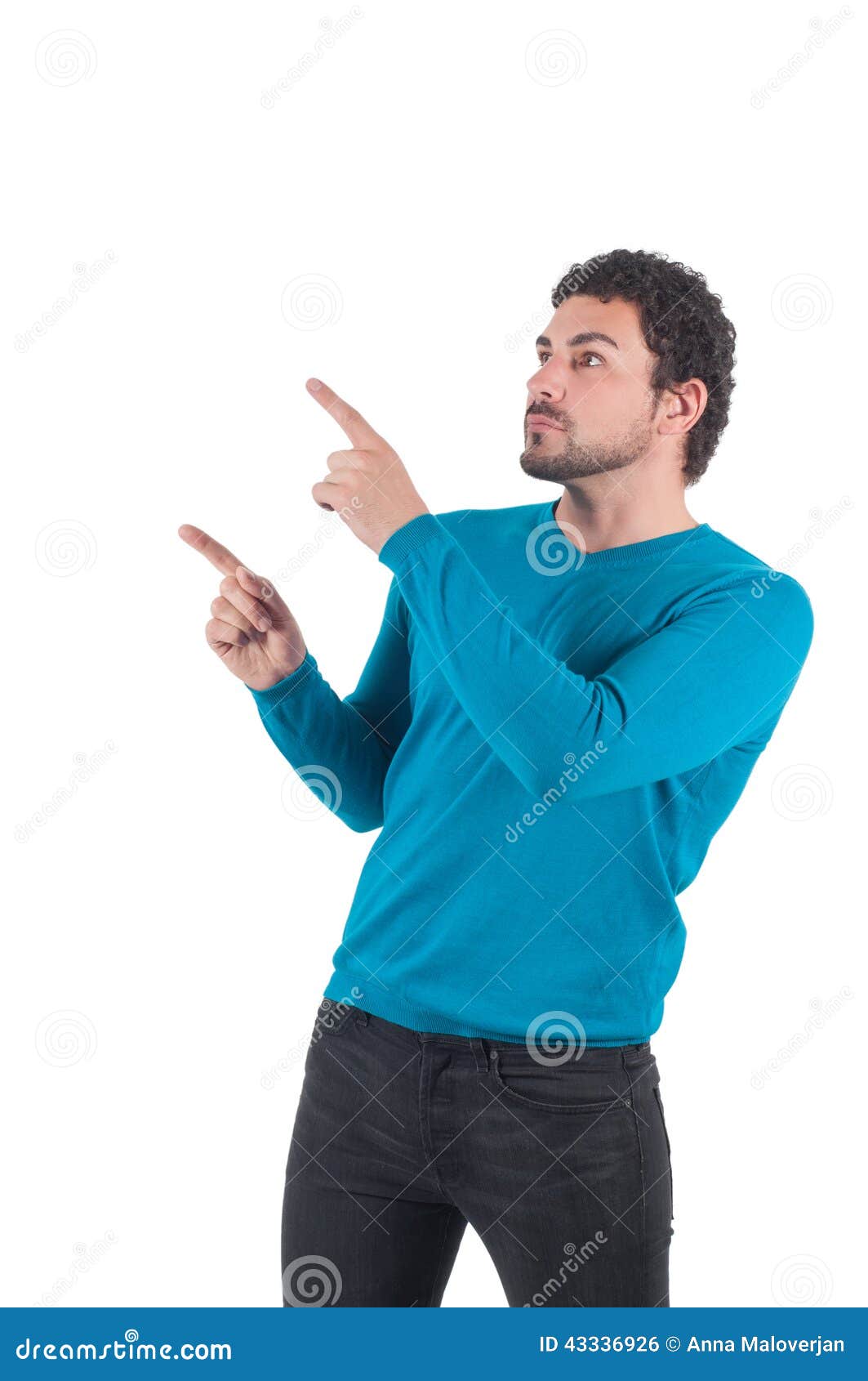 Man in Blue Pointing To Somewhere Stock Photo - Image of human, stylish ...