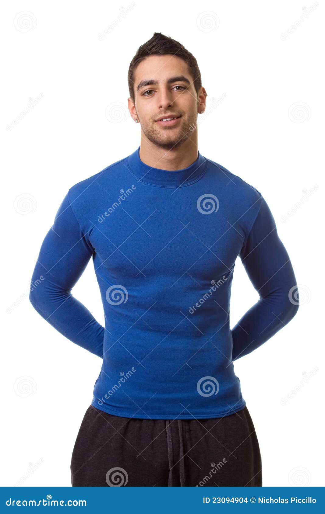 Man in Blue Shirt stock photo. Image of muscular, unshaven - 23094904