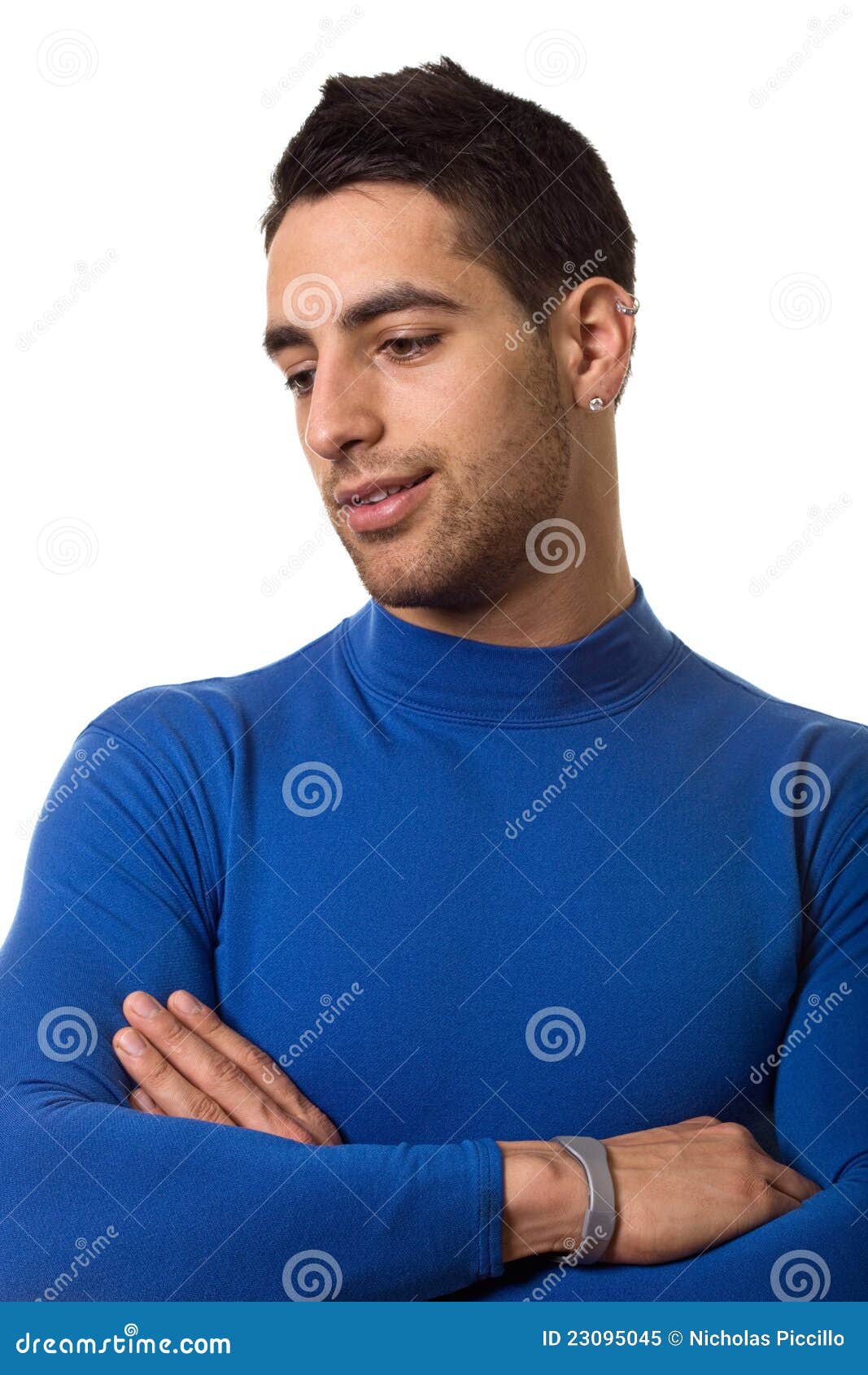 Man in Blue Shirt stock image. Image of stubble, blue - 23095045