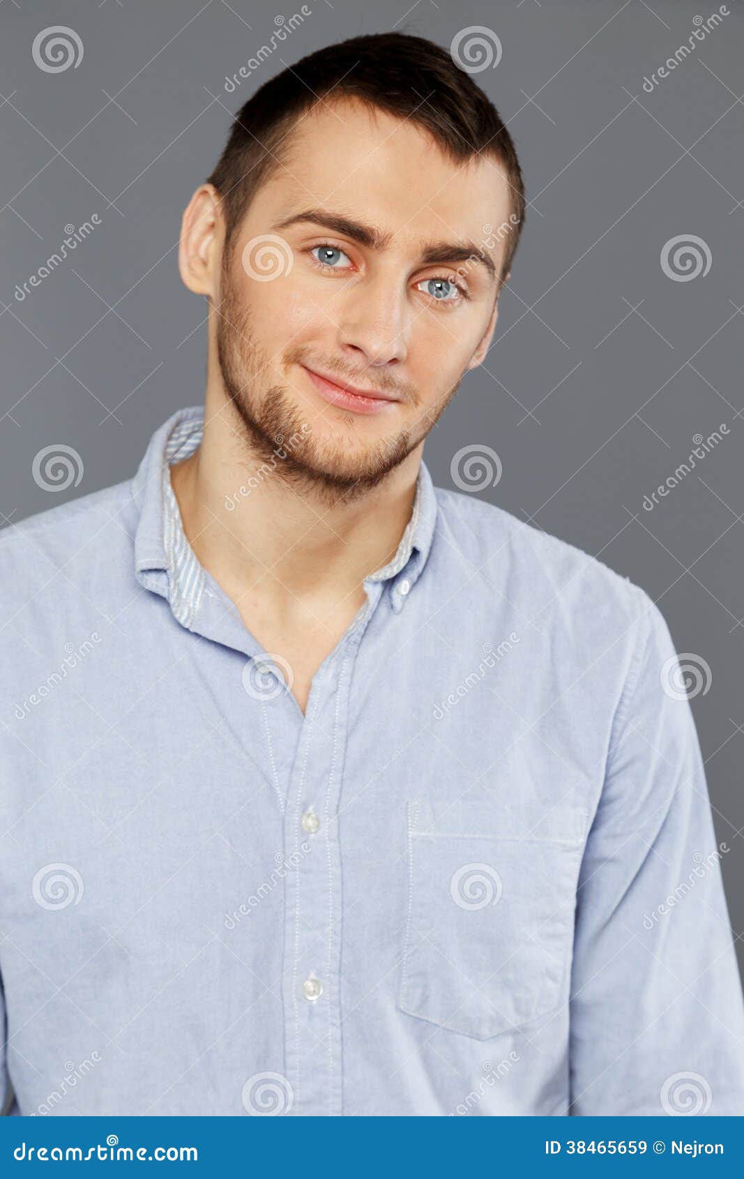 Man in a blue shirt stock image. Image of human, relaxed - 38465659