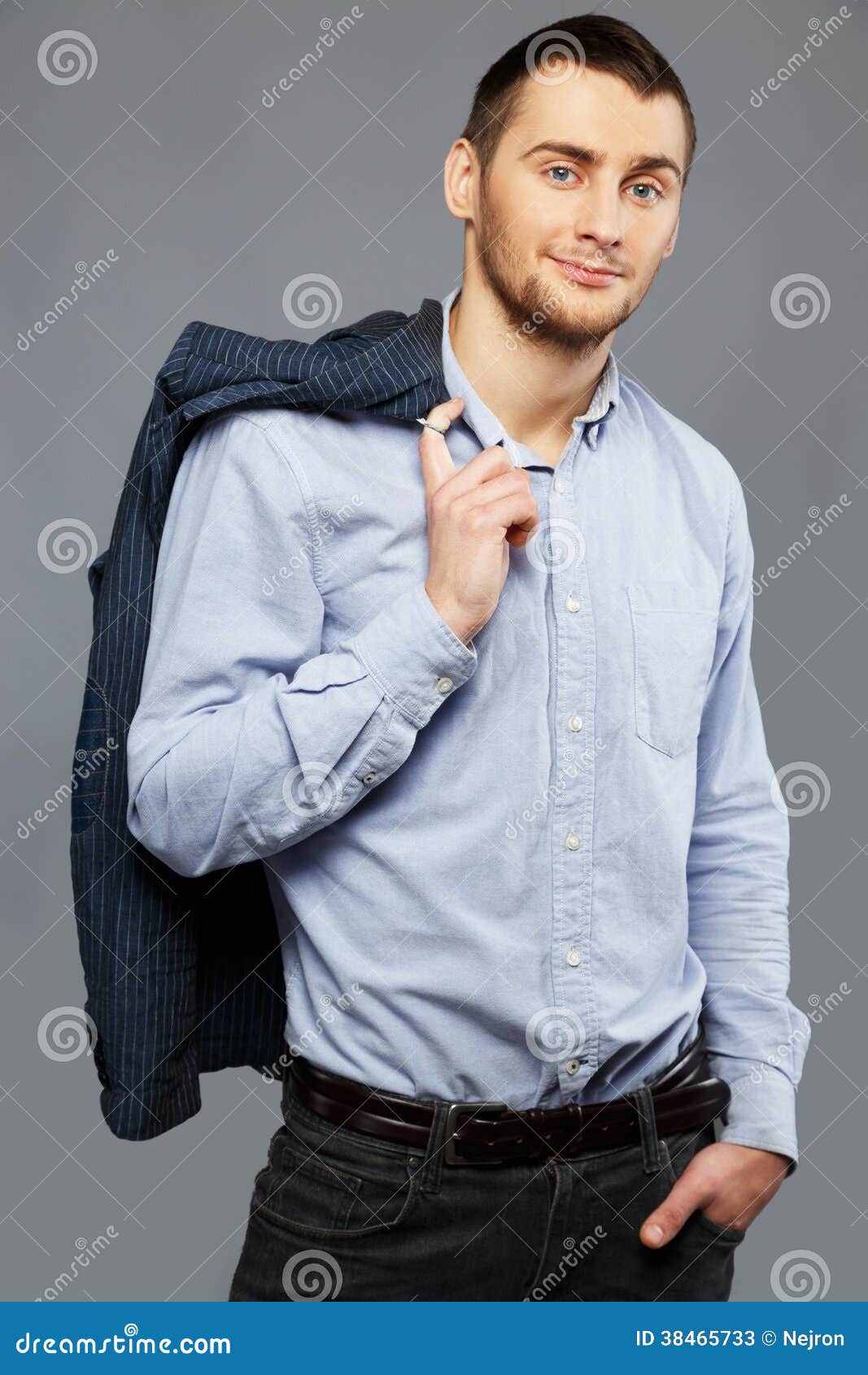 Man in a blue shirt stock image. Image of face, shirt - 38465733