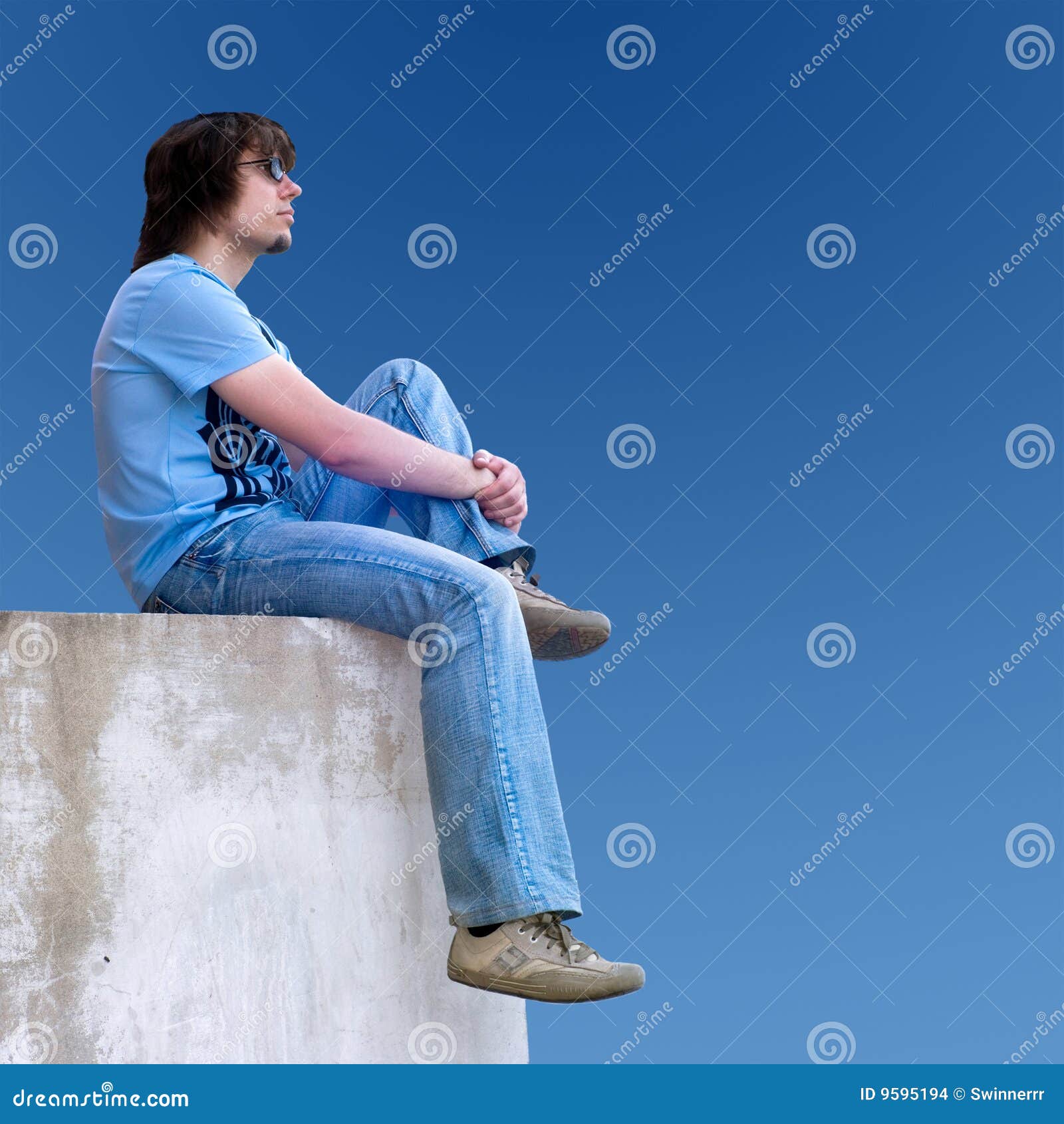 Man on a Blue Sky Background Stock Photo - Image of freedom, serene ...