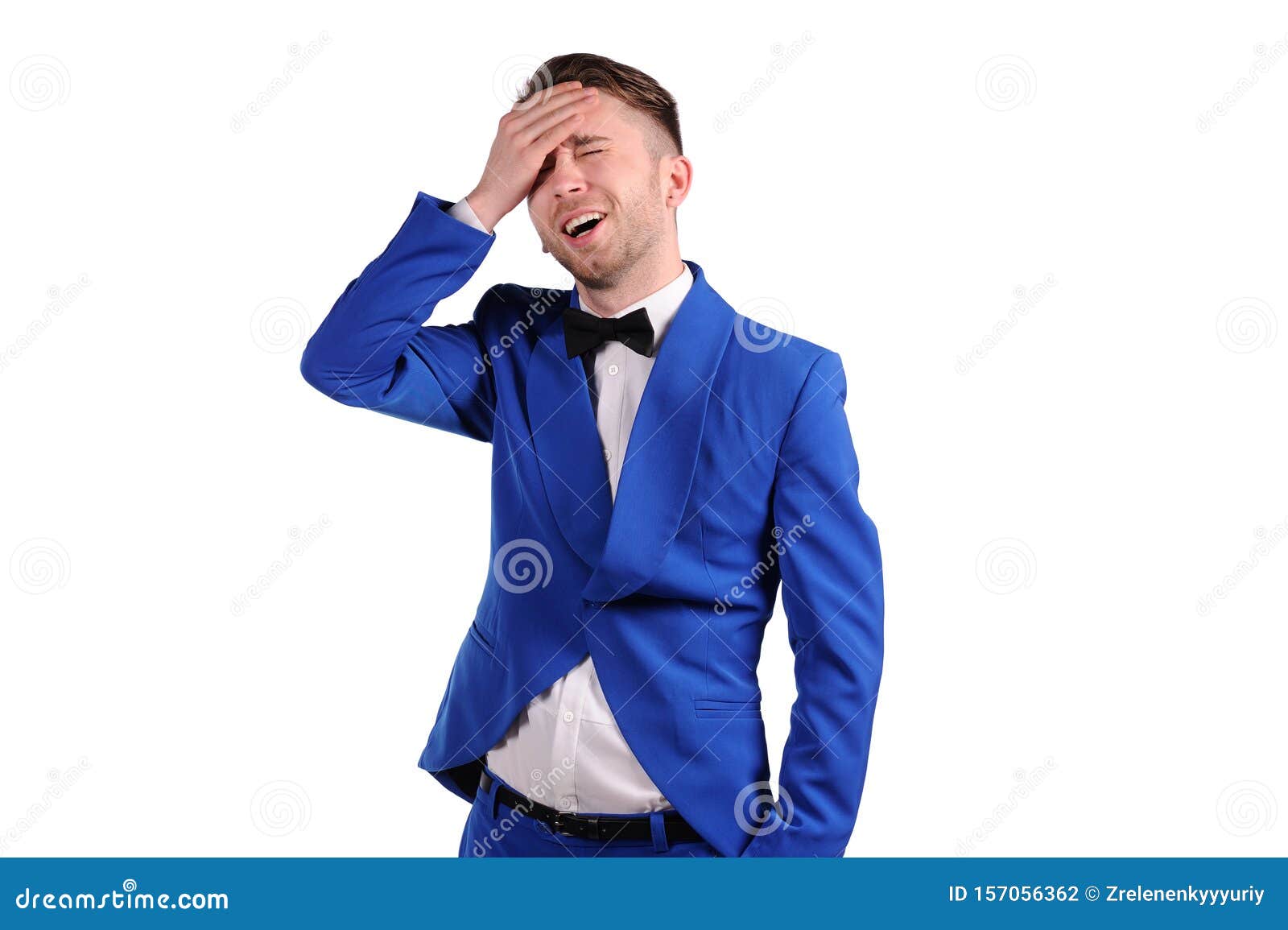 Man Blue Suite Incredulous Face White Background Stock Photos - Free ...