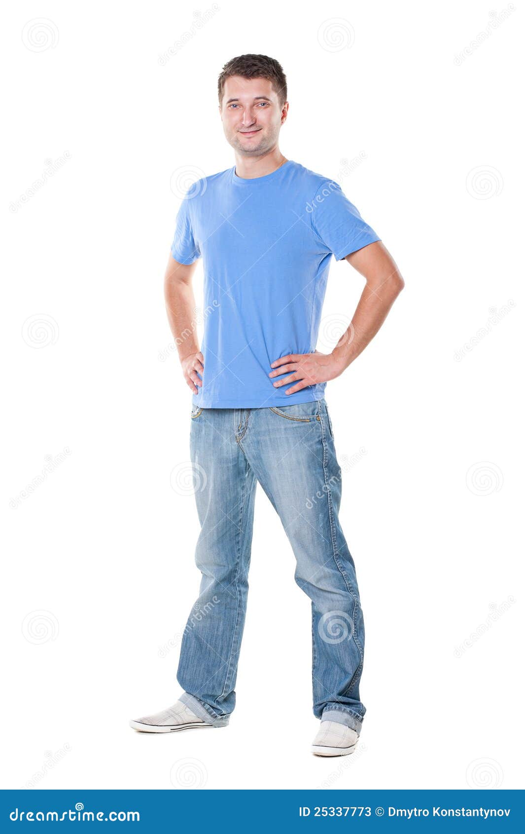 Man In Blue T-shirt Standing Over White Stock Image - Image: 25337773