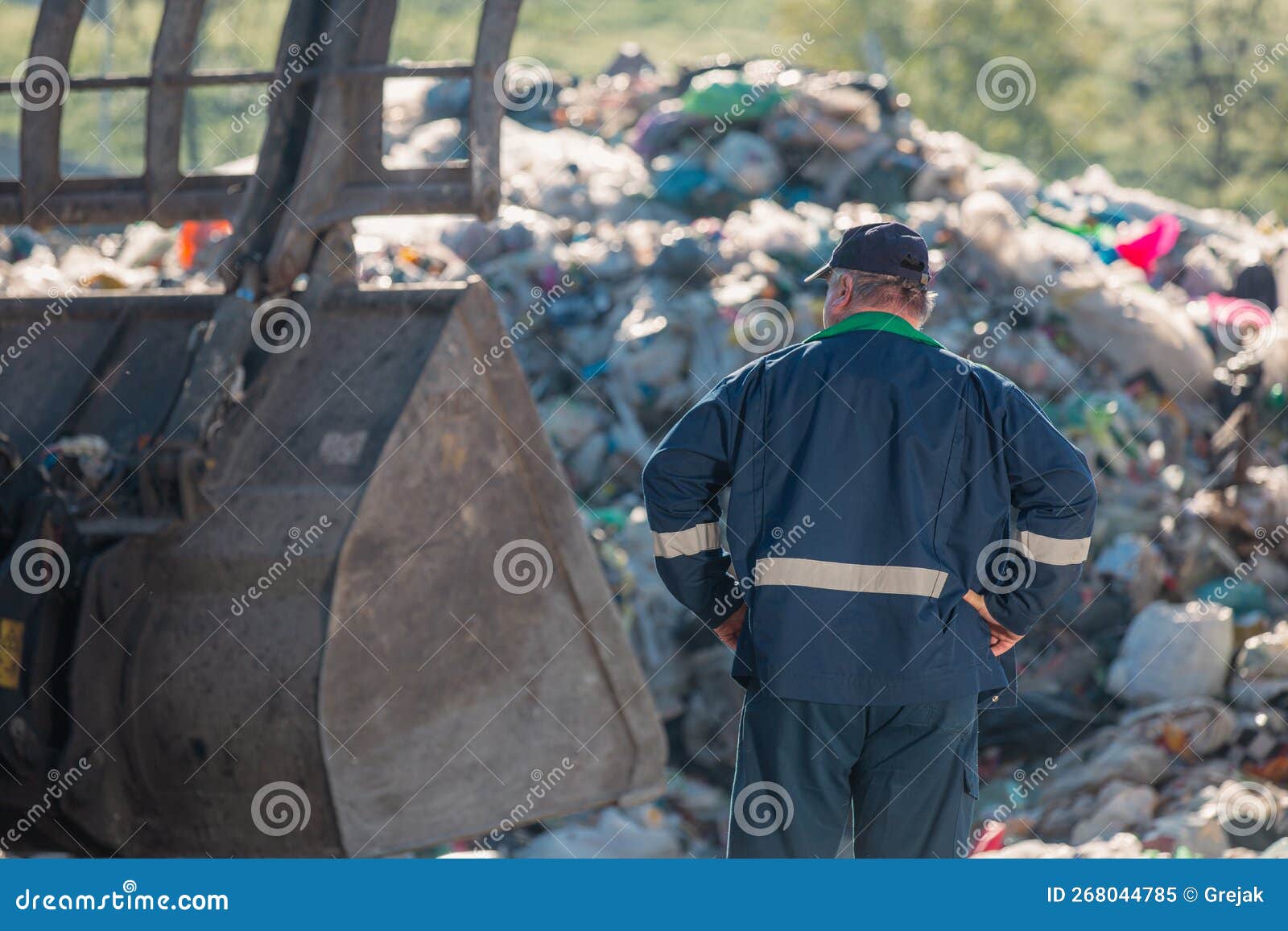Man Looking at Garbage at Landfill Stock Image - Image of conservation ...