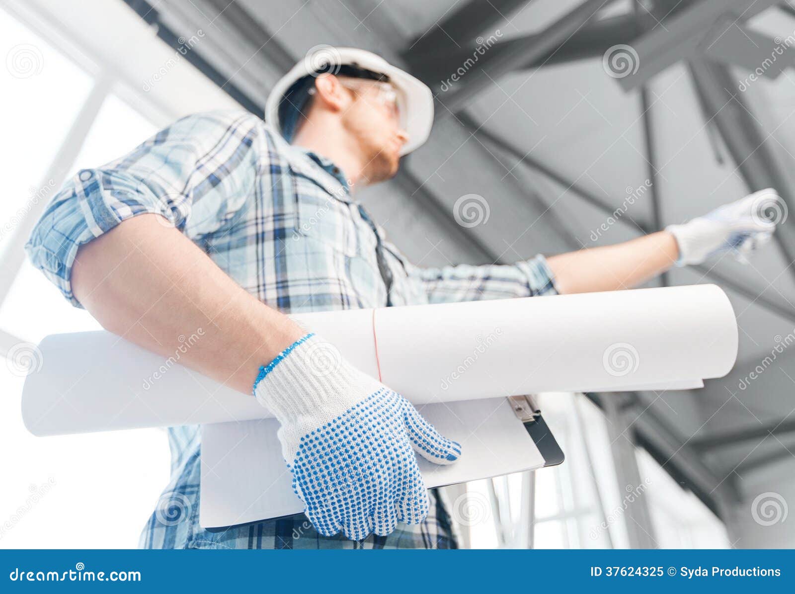 Man with blueprint stock image. Image of engineer, chief - 37624325