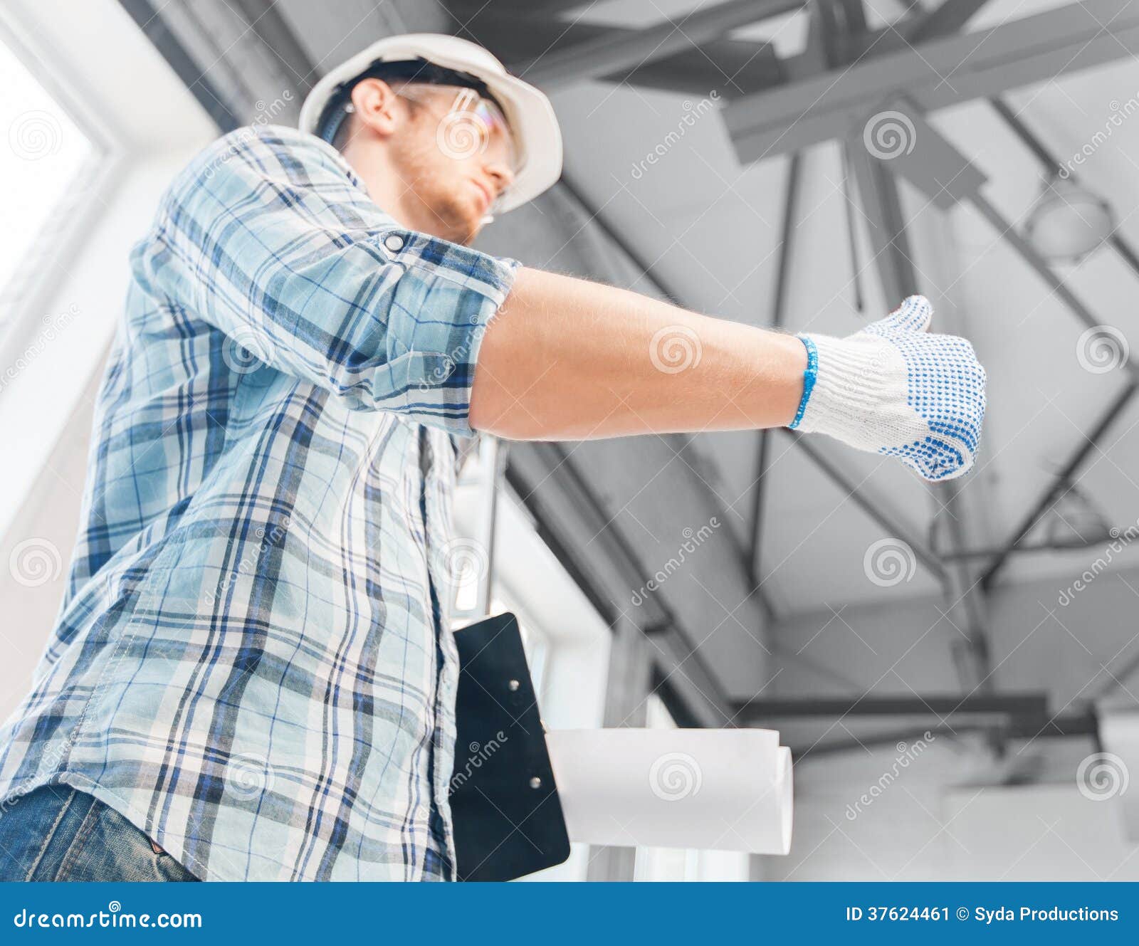 Man with blueprint stock image. Image of construction - 37624461