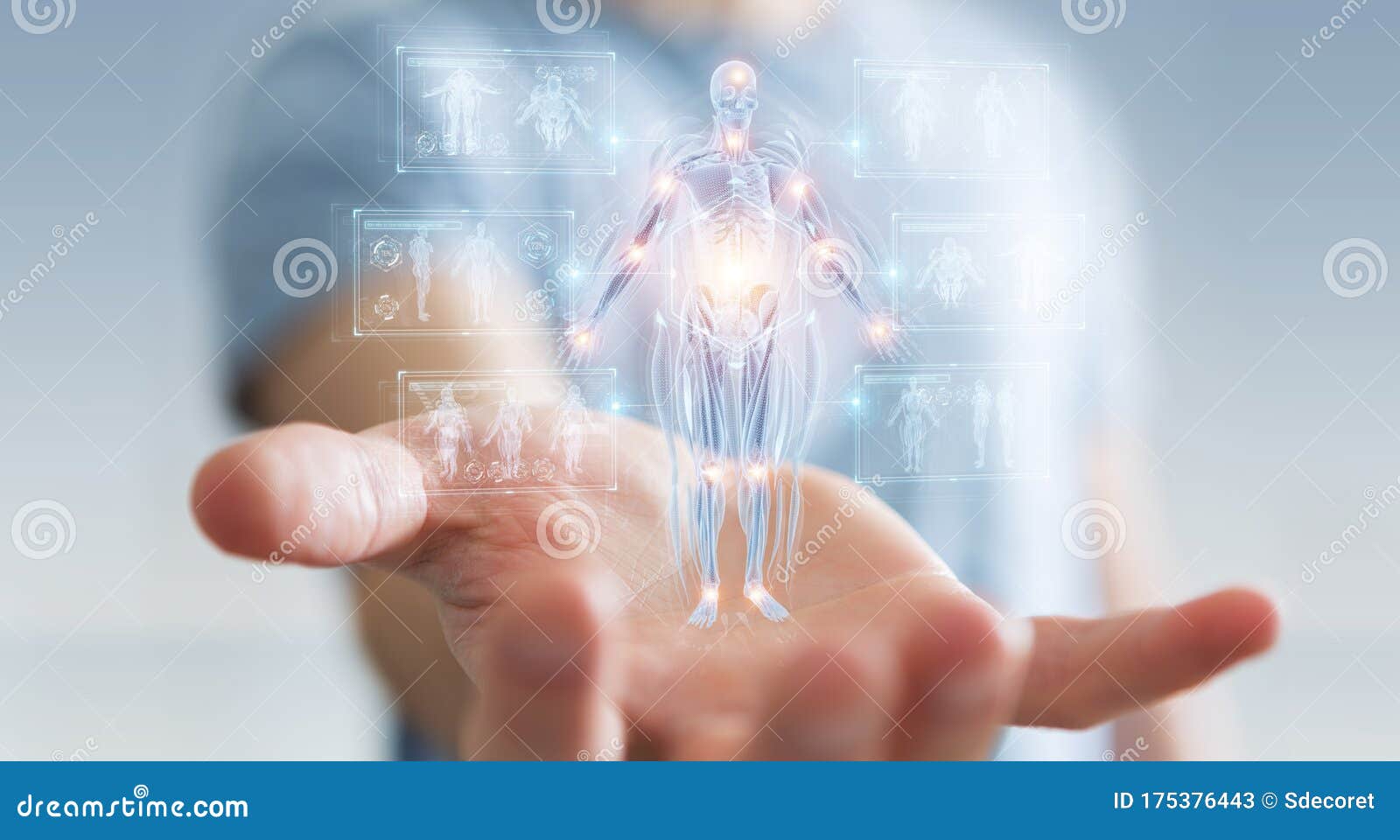 Man Using Digital X-ray Human Body Holographic Scan Projection 3D ...