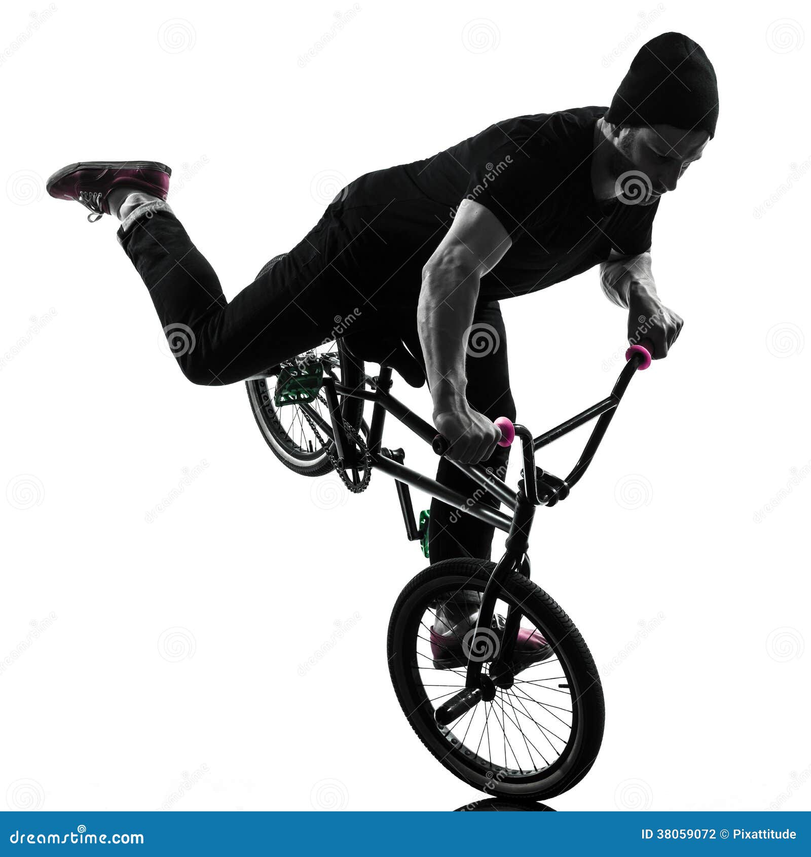 Man Bmx Acrobatic Figure Silhouette Stock Photo - Image of cycling ...