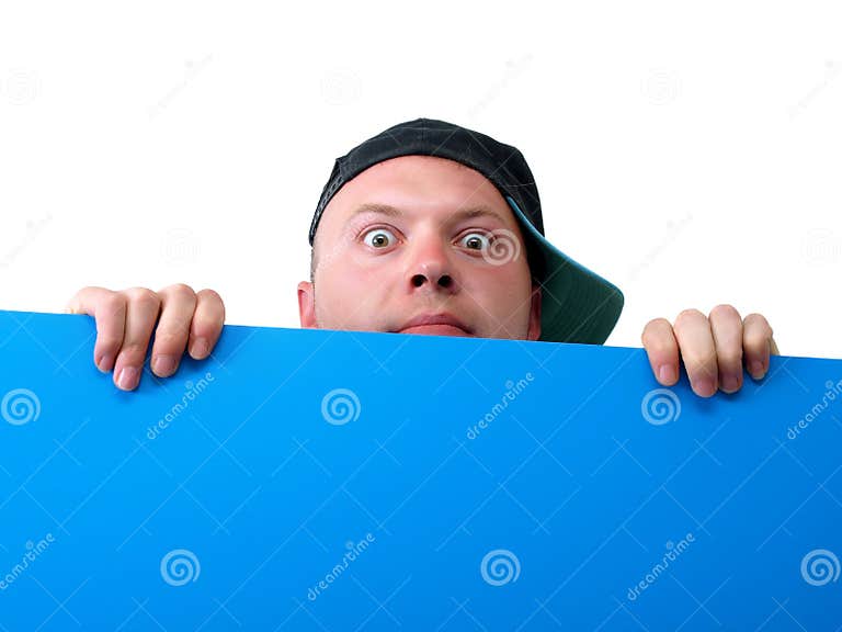 Man with board stock image. Image of sign, business, looking - 7630827